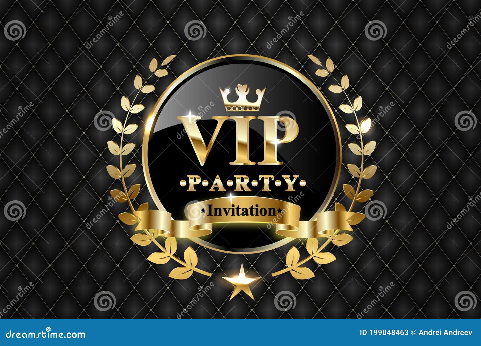 Vector Golden Ring with Ribbon and VIP Invitation Text on Black Luxury ...