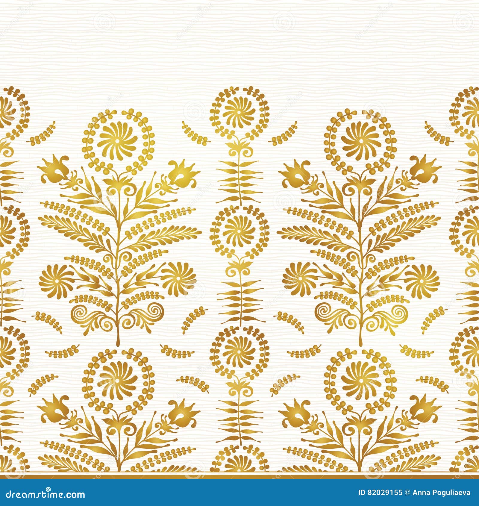 Vector Golden Seamless Border in Ethnic Style. Stock Vector ...
