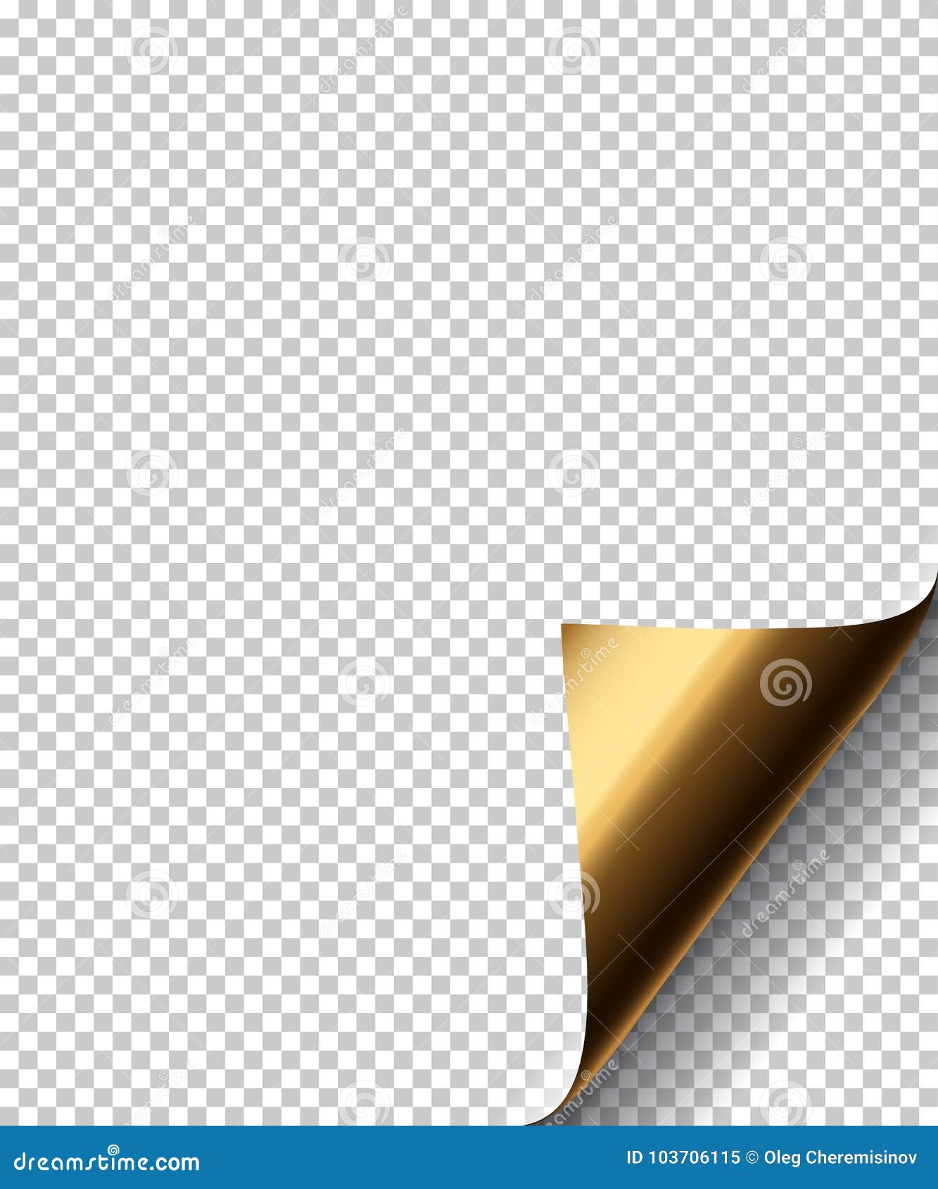 Vector Golden Sheet Curl Corner on Transparent Background. Stock Vector ...