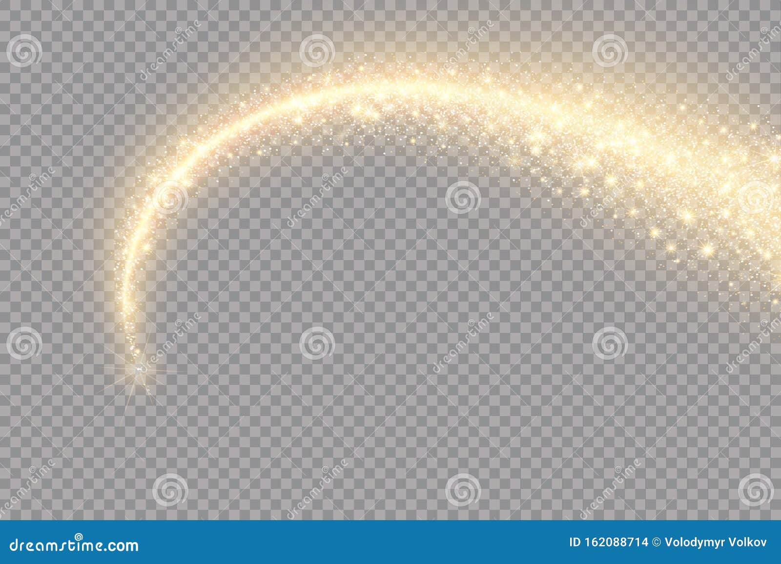 Vector Golden Sparkling Falling Star. Stardust Trail. Cosmic Glittering ...