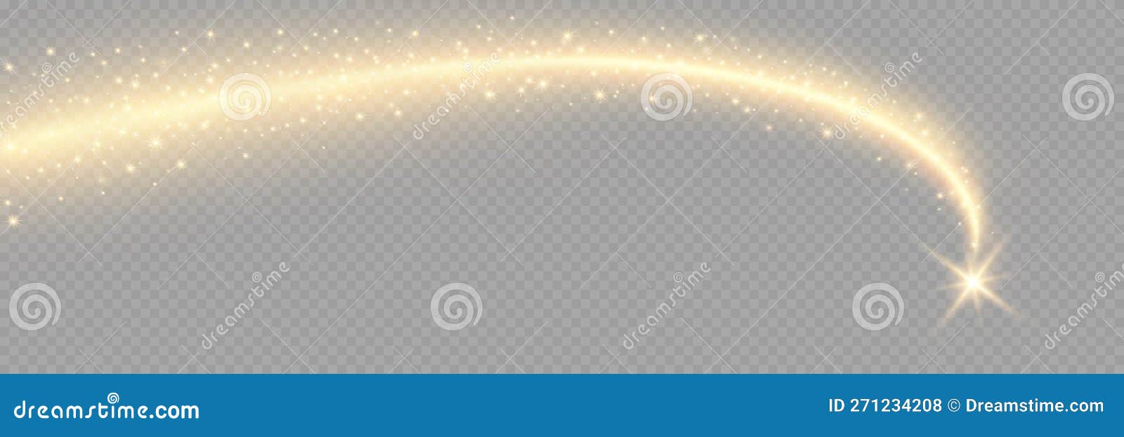 Vector Golden Sparkling Falling Star. Stardust Trail. Cosmic Glittering ...