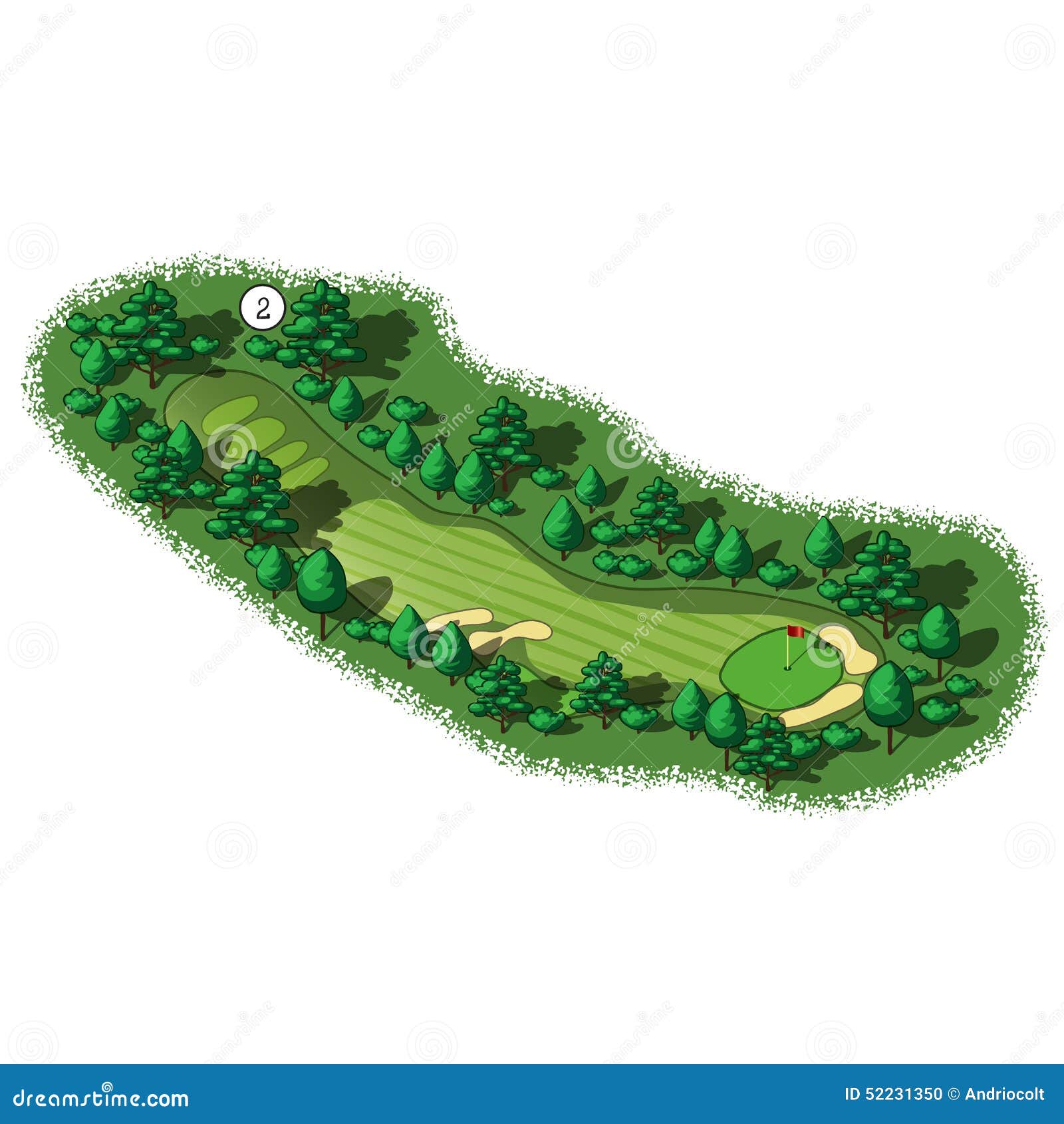 Vector Golf Course Hole Aerial Isometric View Stock Vector ...