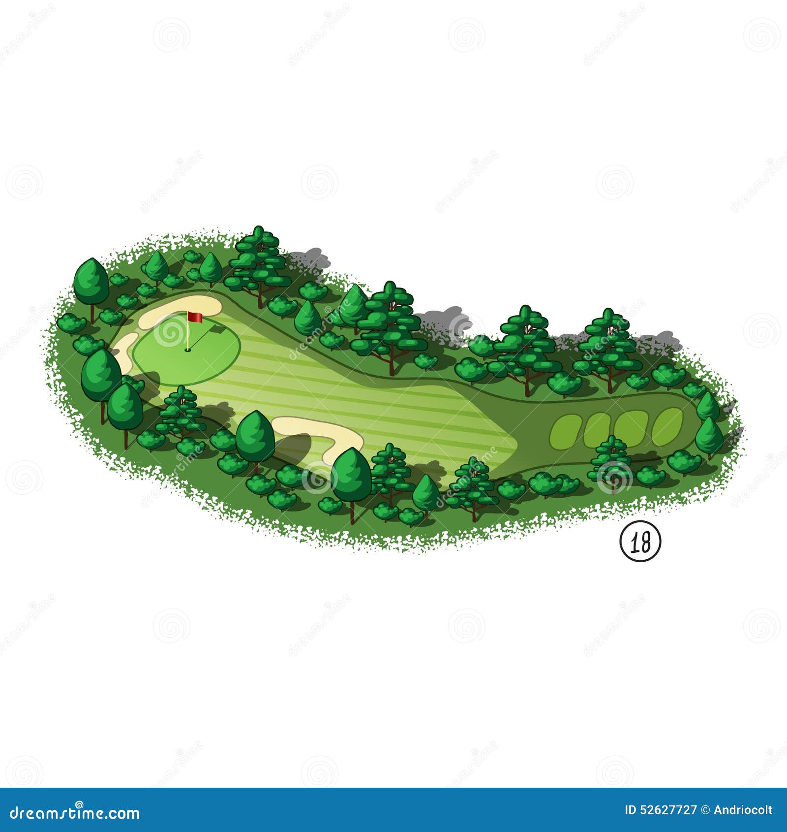 Vector Golf Course Hole Aerial Isometric View Stock Vector ...