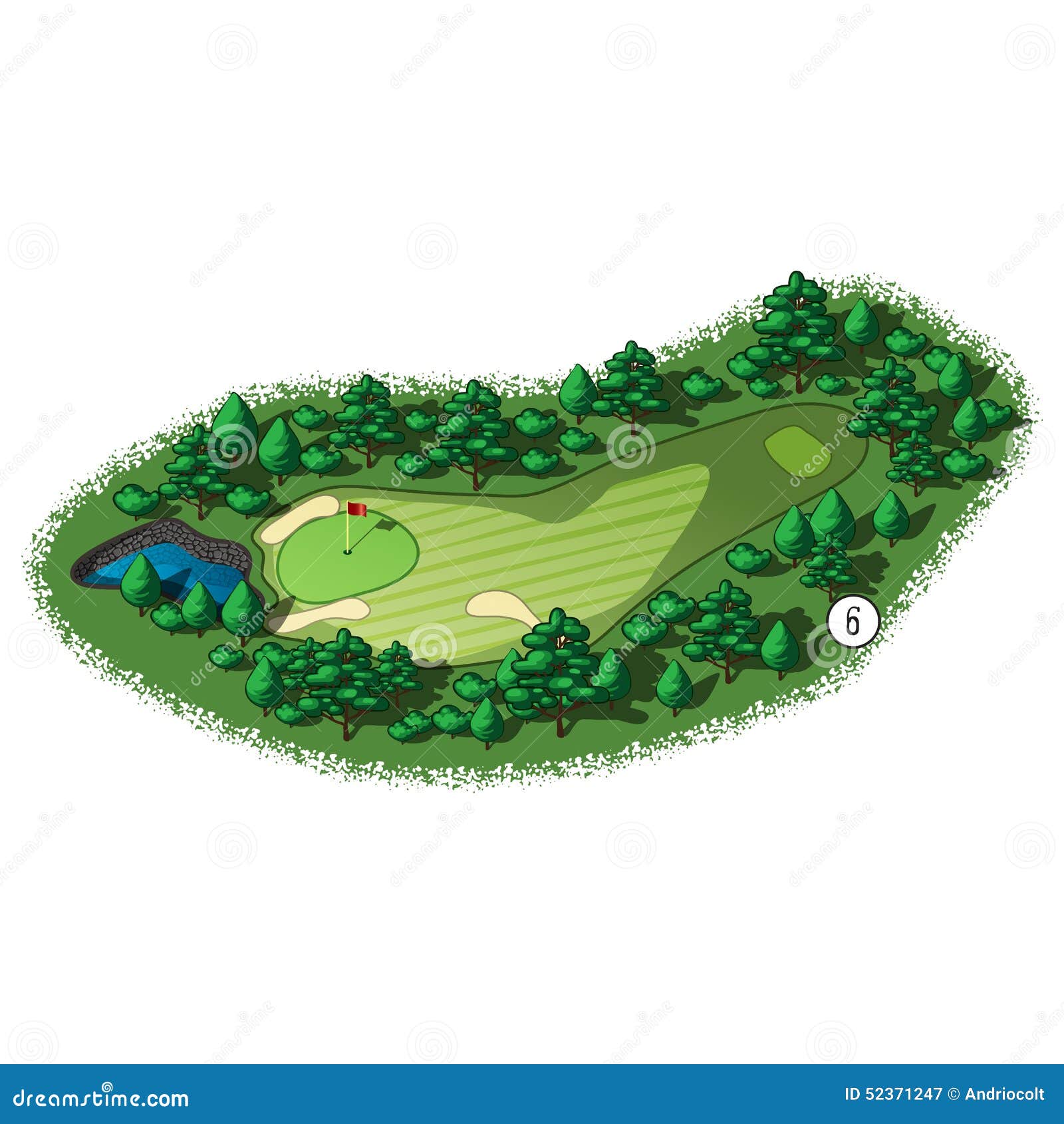 Vector Golf Course Hole Aerial Isometric View Stock Vector ...