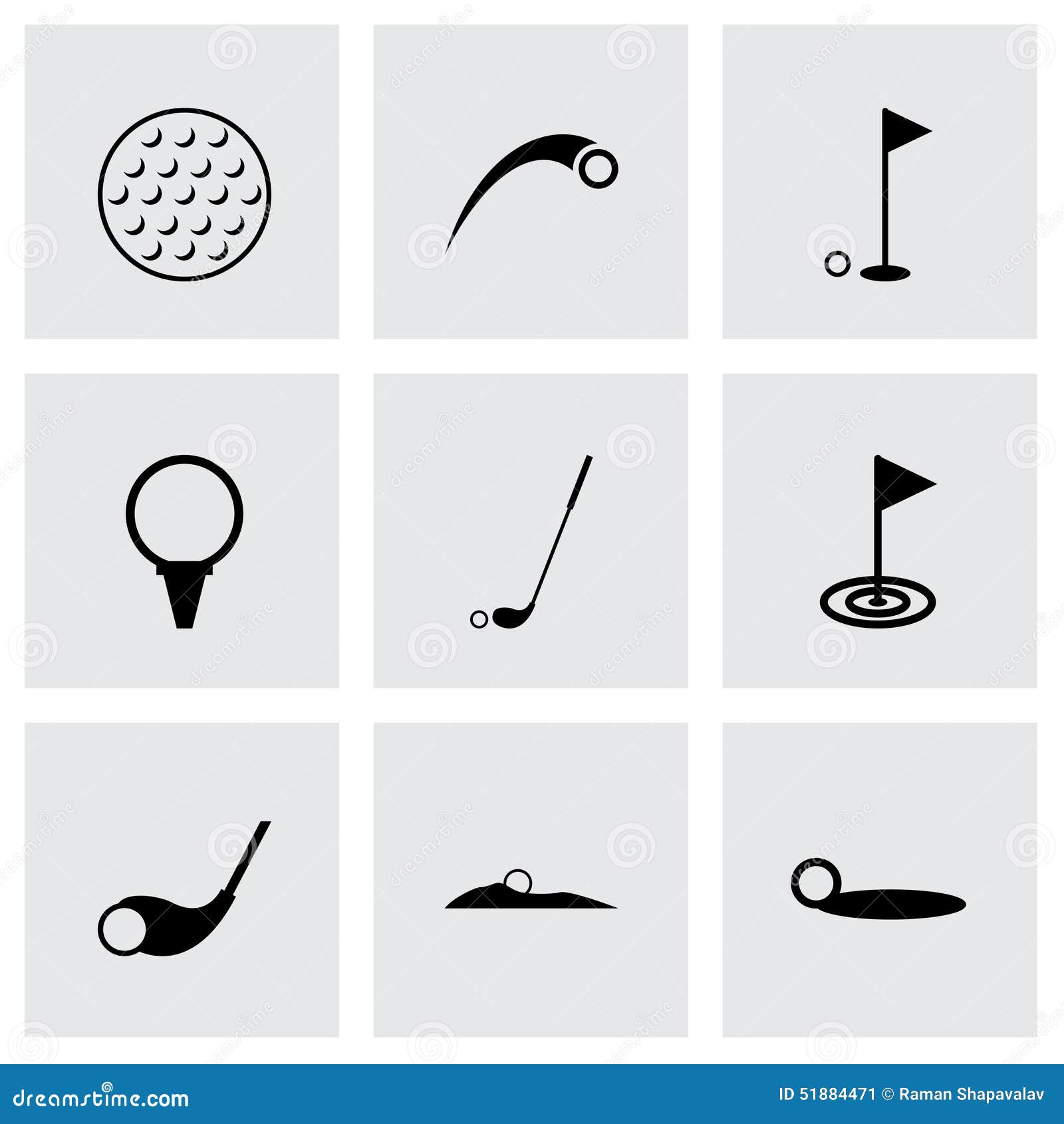 Vector golf icon set stock vector. Illustration of grass - 51884471