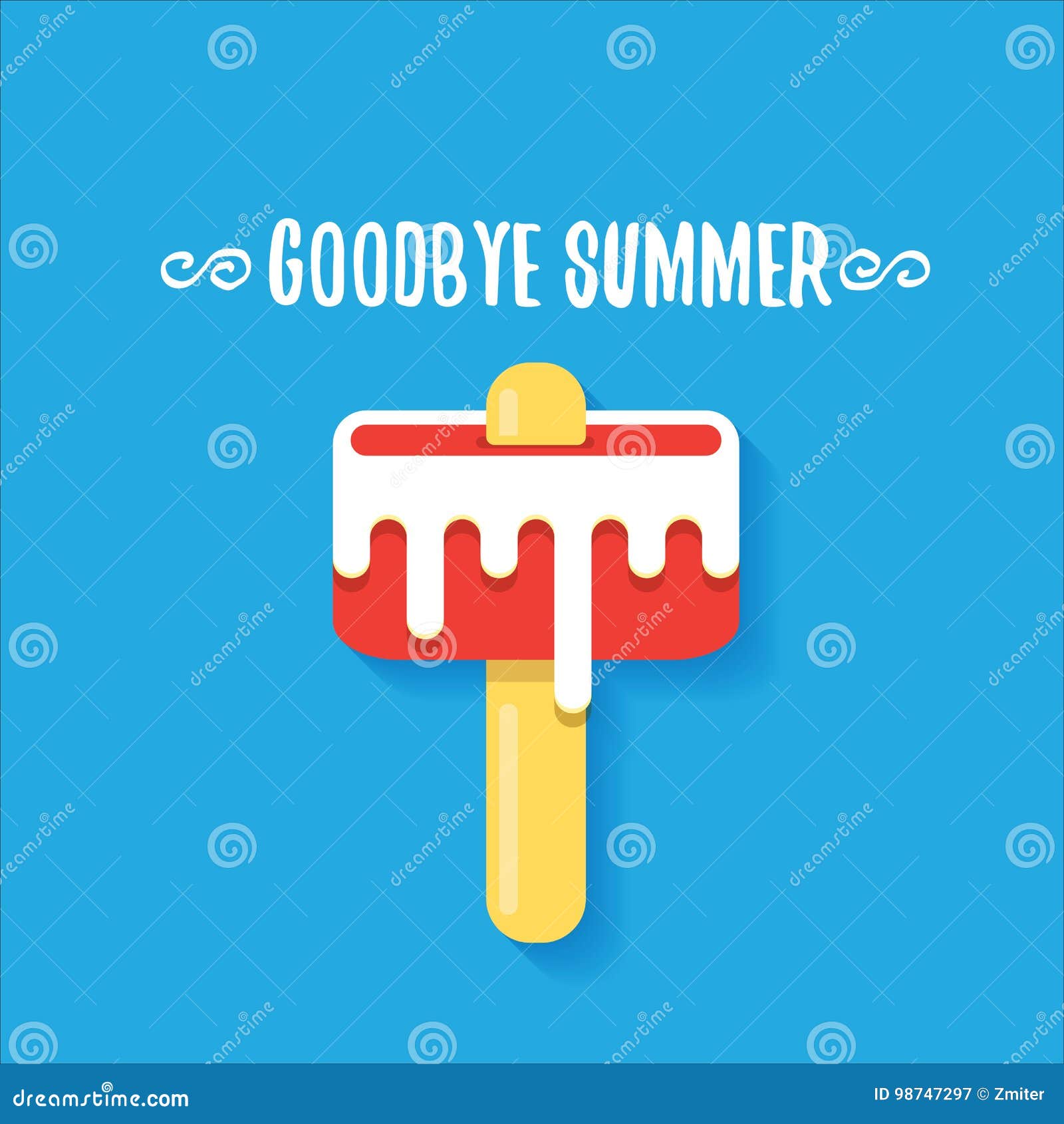 Vector Goodbye Summer Vector Concept Illustration With Melt Ice Cream ...