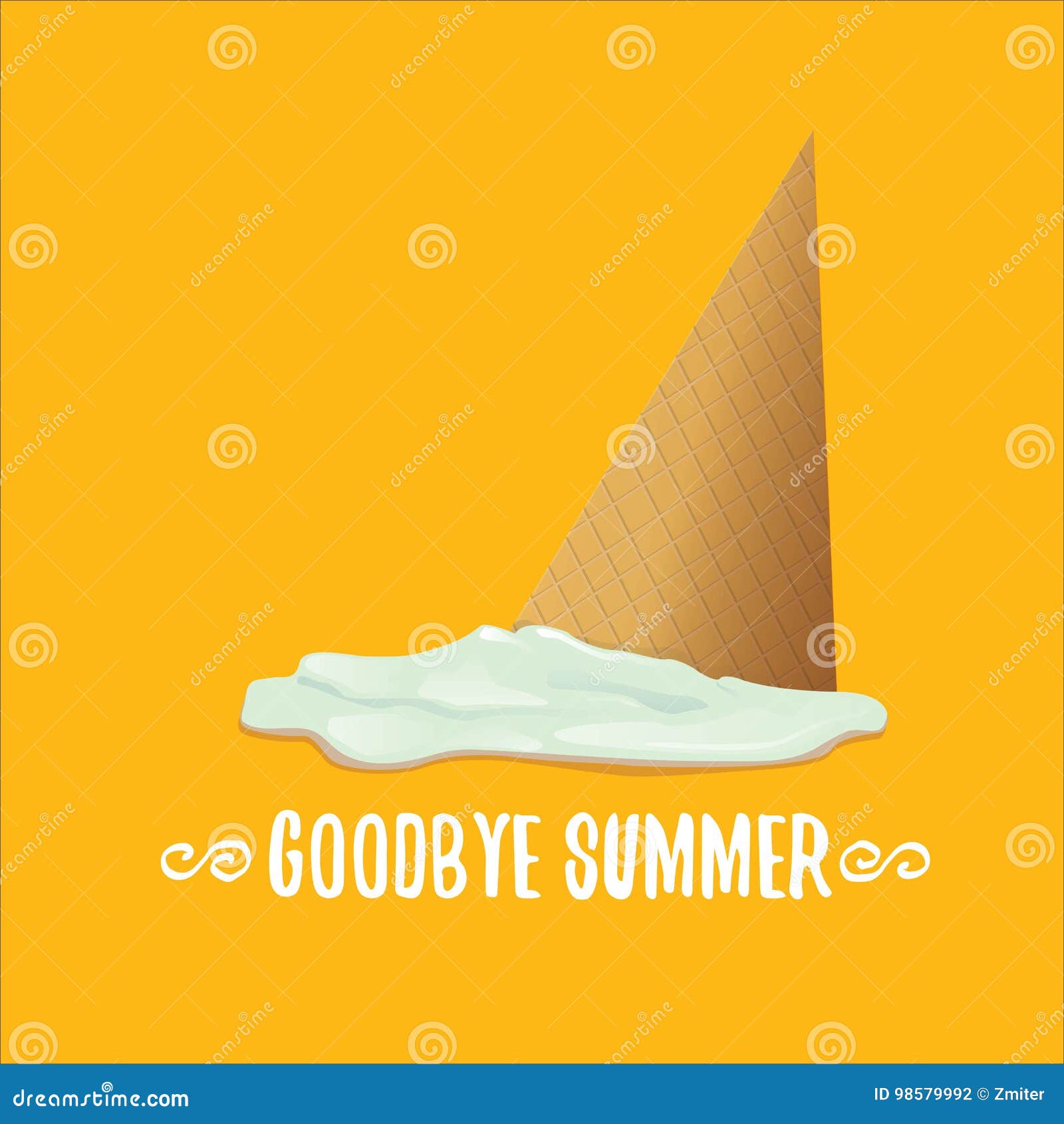 Vector Goodbye Summer Vector Concept Illustration With Melt Ice Cream ...