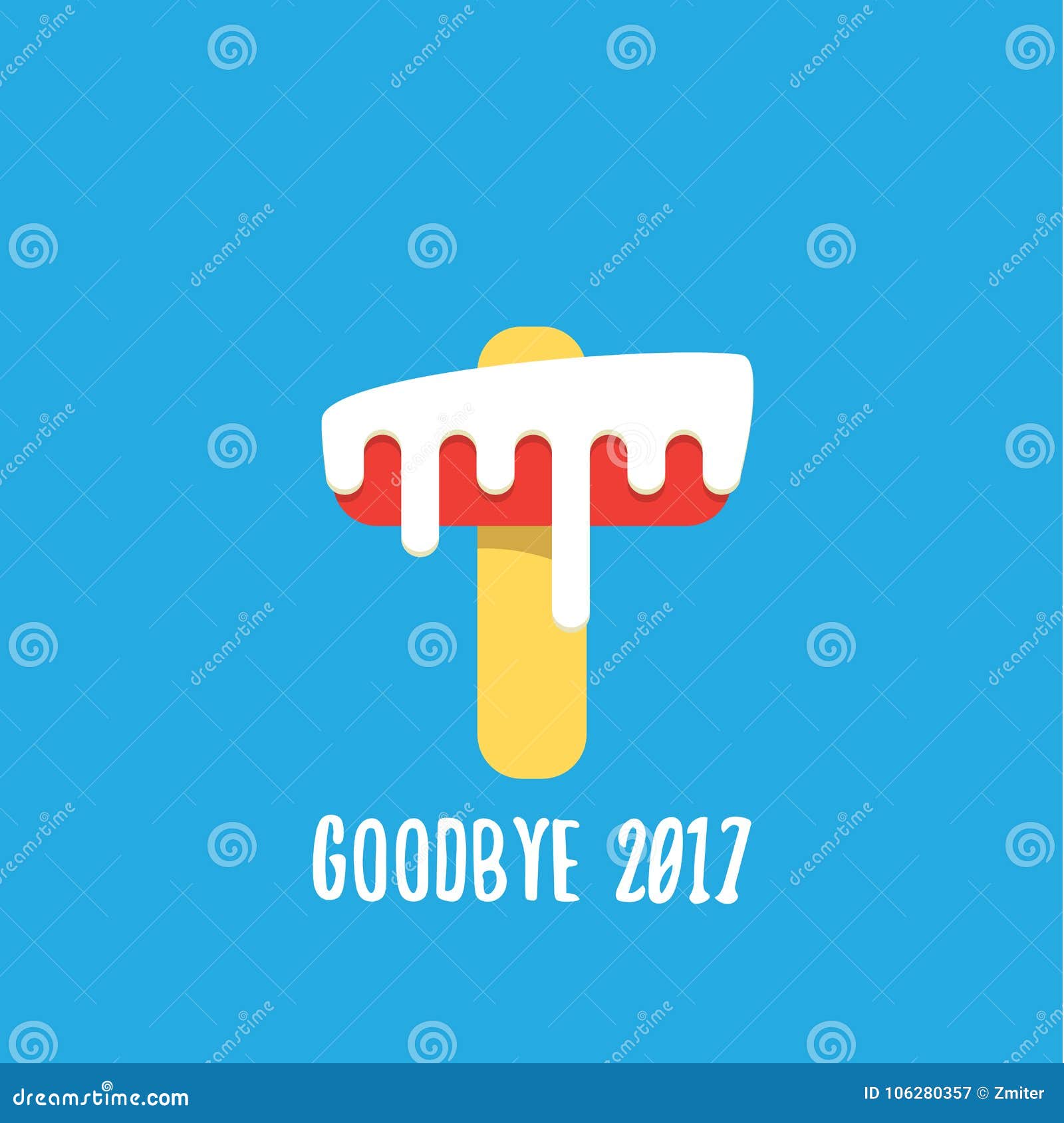 Vector Goodbye 2017 Vector Concept Illustration with Melt Pink Ice ...