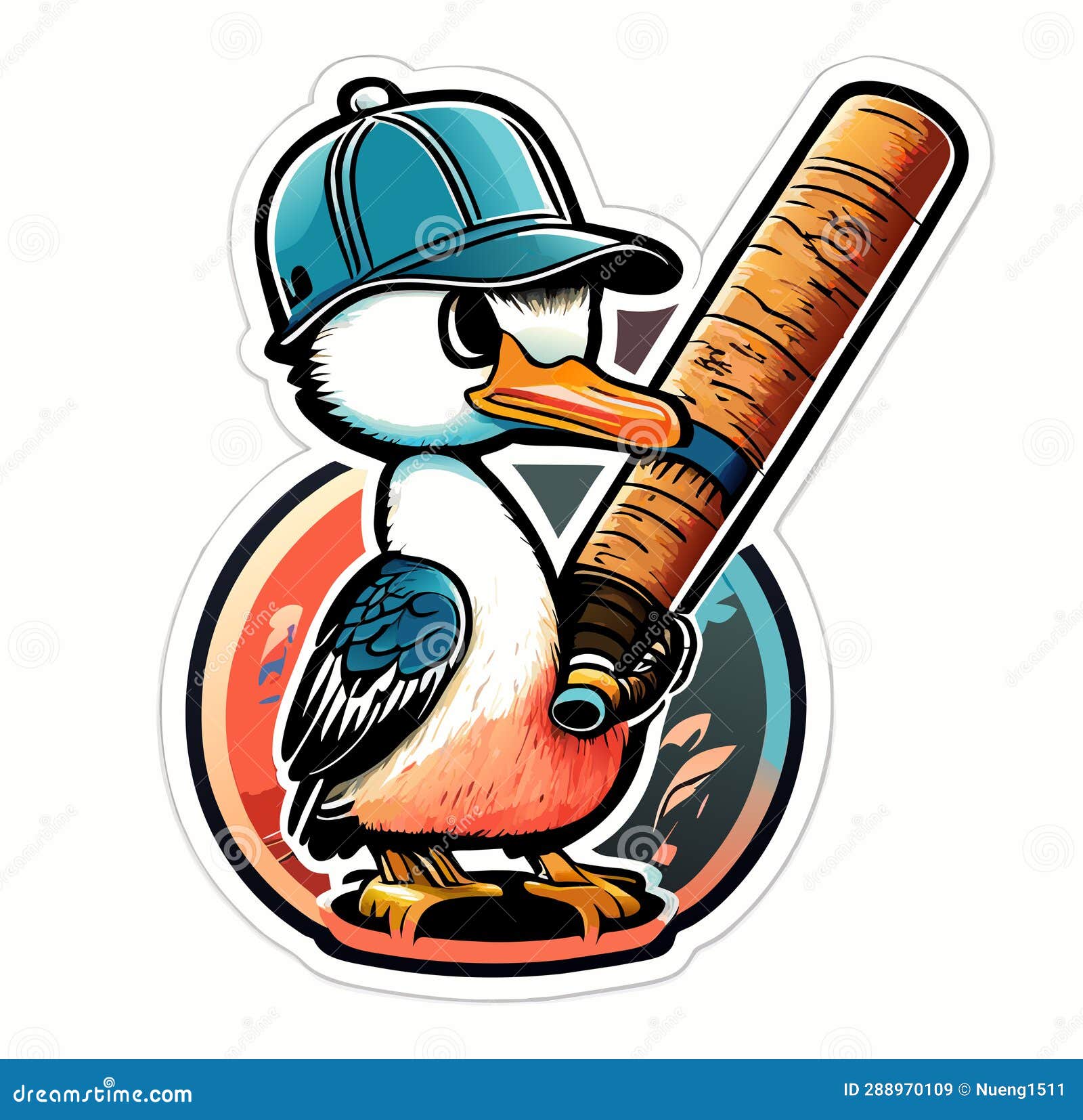 Goose with Baseball Bat Sticker Cute Stock Vector - Illustration of ...