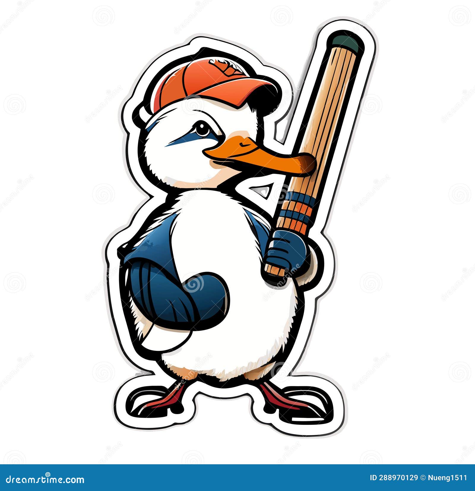 Goose with Baseball Bat Sticker Cute Stock Vector - Illustration of ...