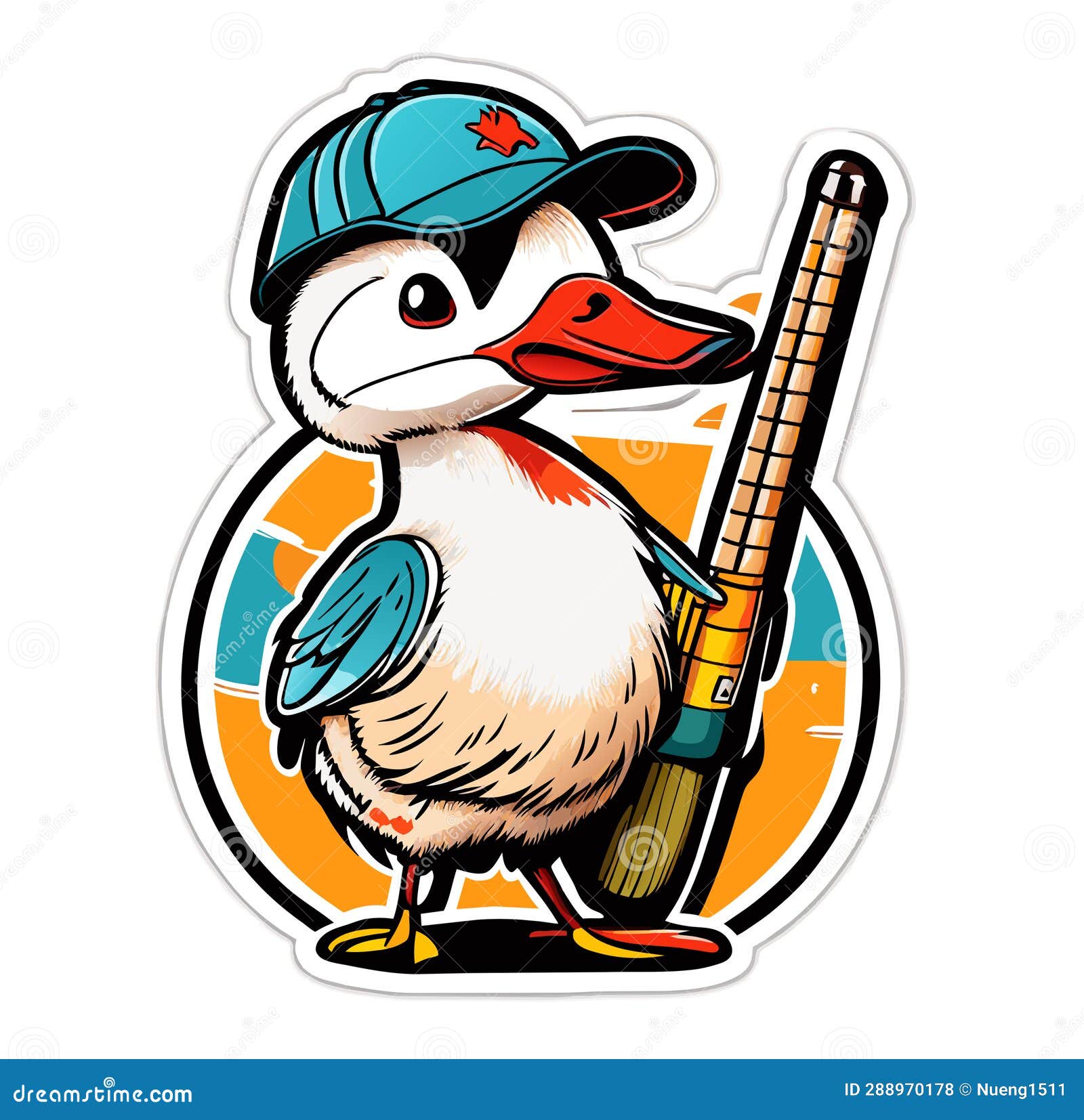 Goose with Baseball Bat Sticker Cute Stock Vector - Illustration of ...