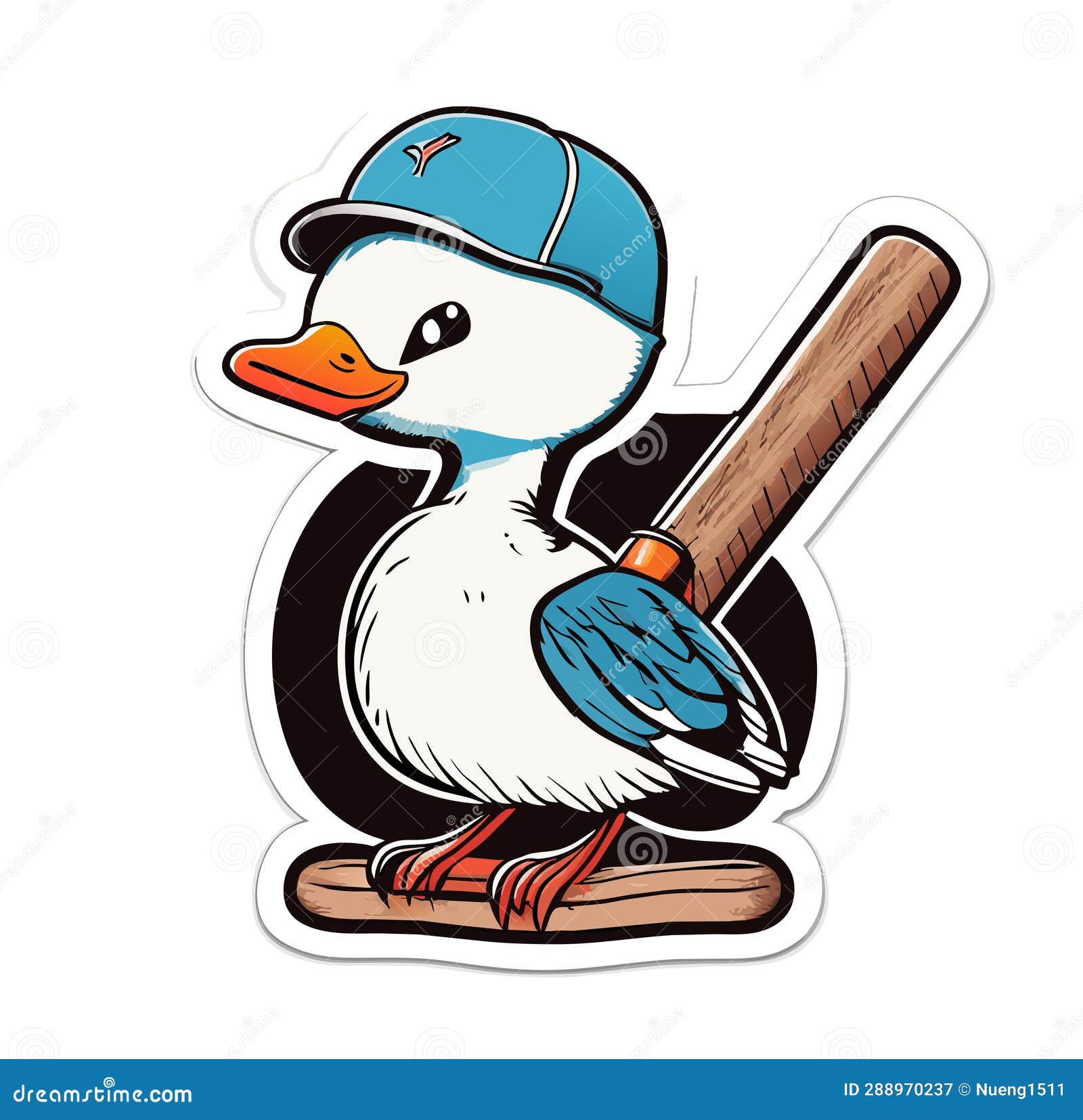 Goose with Baseball Bat Sticker Cute Stock Vector - Illustration of ...
