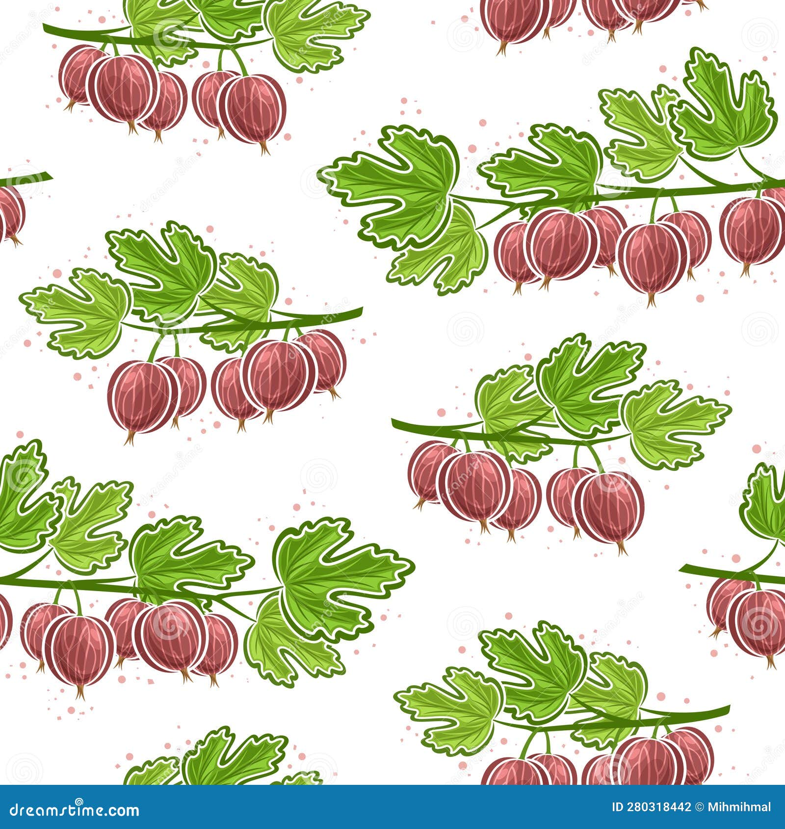 Vector Gooseberry Branches Seamless Pattern Stock Vector - Illustration ...