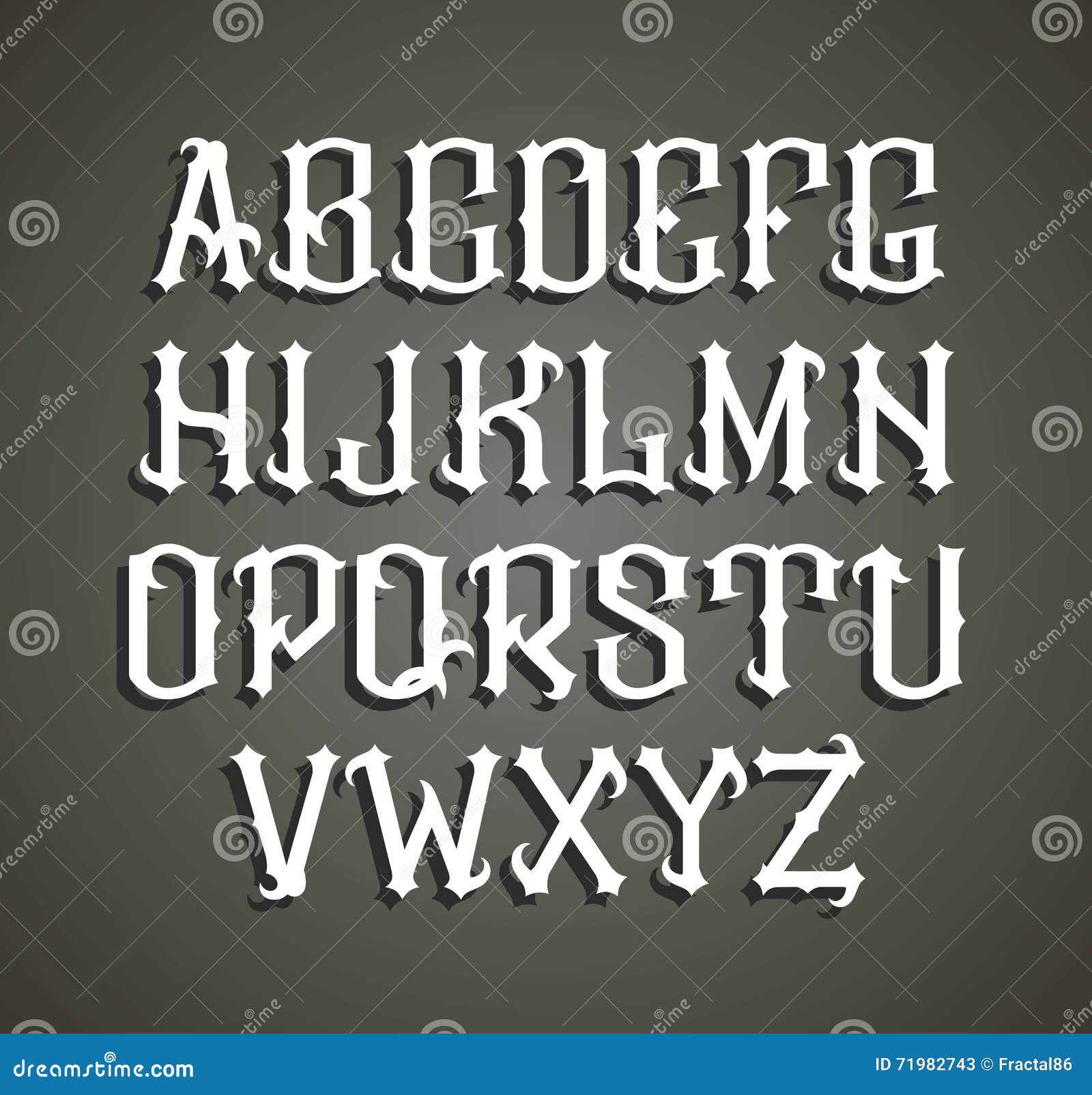 Vector Gothic Font Alphabet With Decorations | CartoonDealer.com #35182122