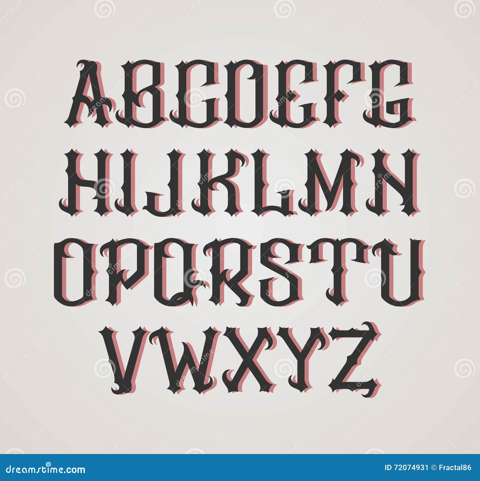 Vector Gothic Font Alphabet With Decorations | CartoonDealer.com #35182122