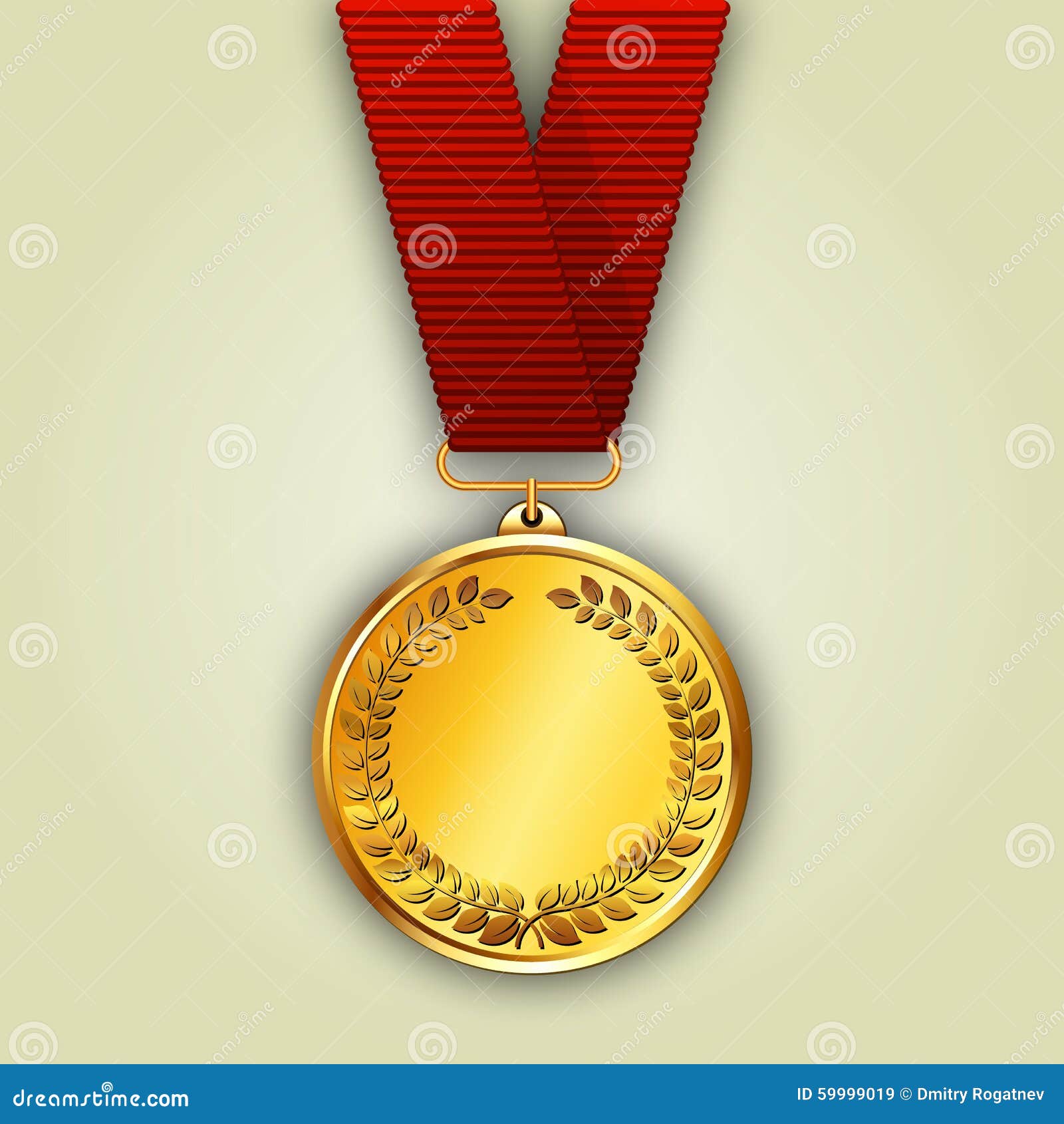 Vector Gouden Medaille Op Rood Lint Vector Illustratie - Illustration ...