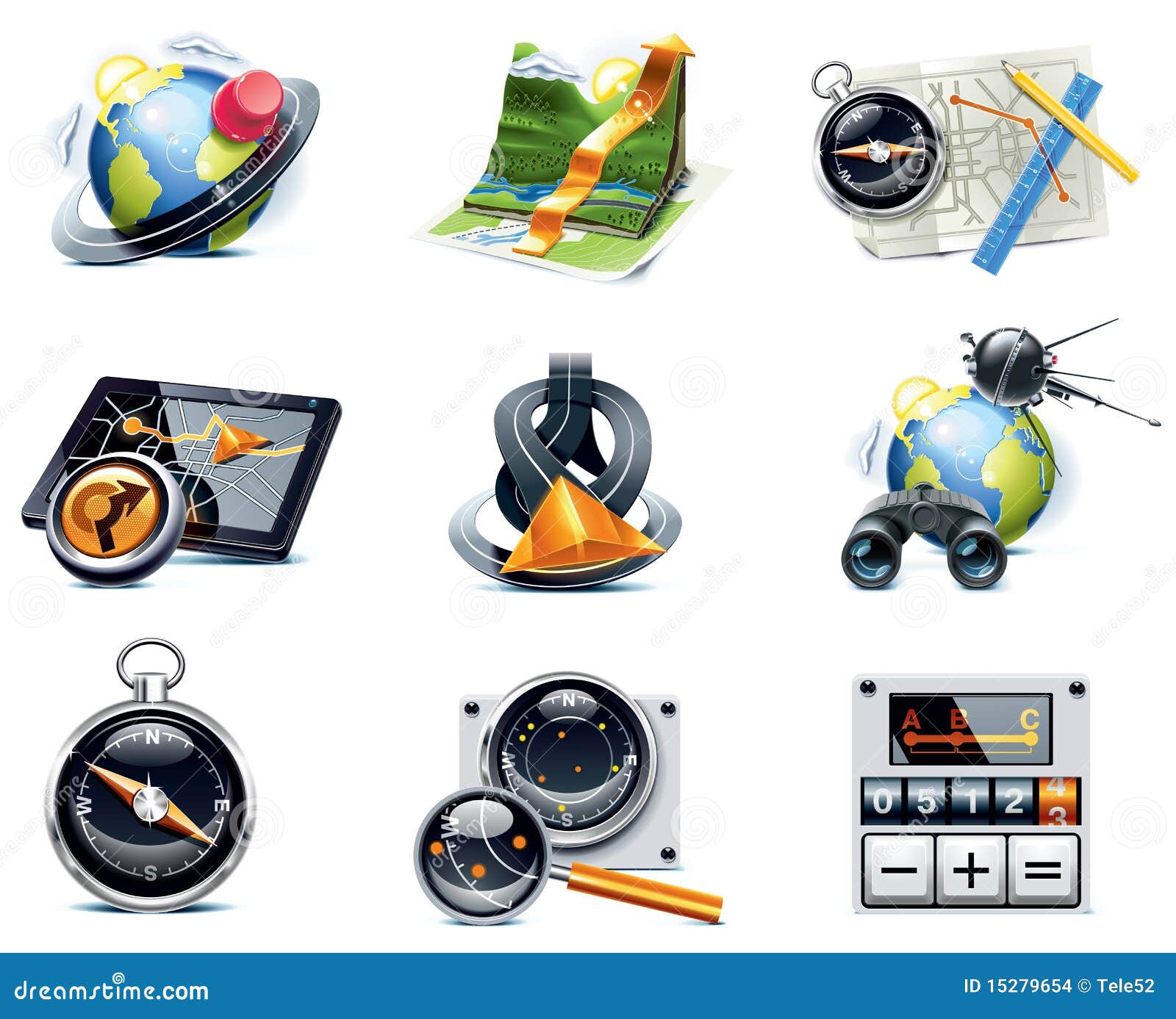 Vector GPS Navigation Icons. Part 1 Stock Vector - Illustration of ...