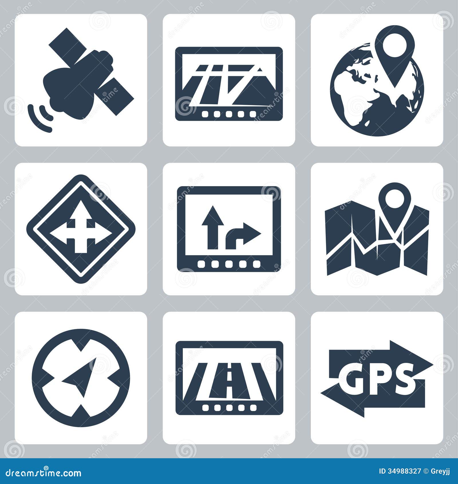 Vector GPS and Navigation Icons Set Stock Vector - Illustration of ...