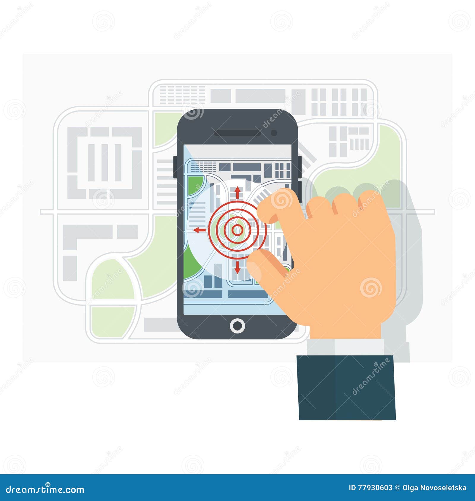 Vector gps navigation stock vector. Illustration of flat - 77930603