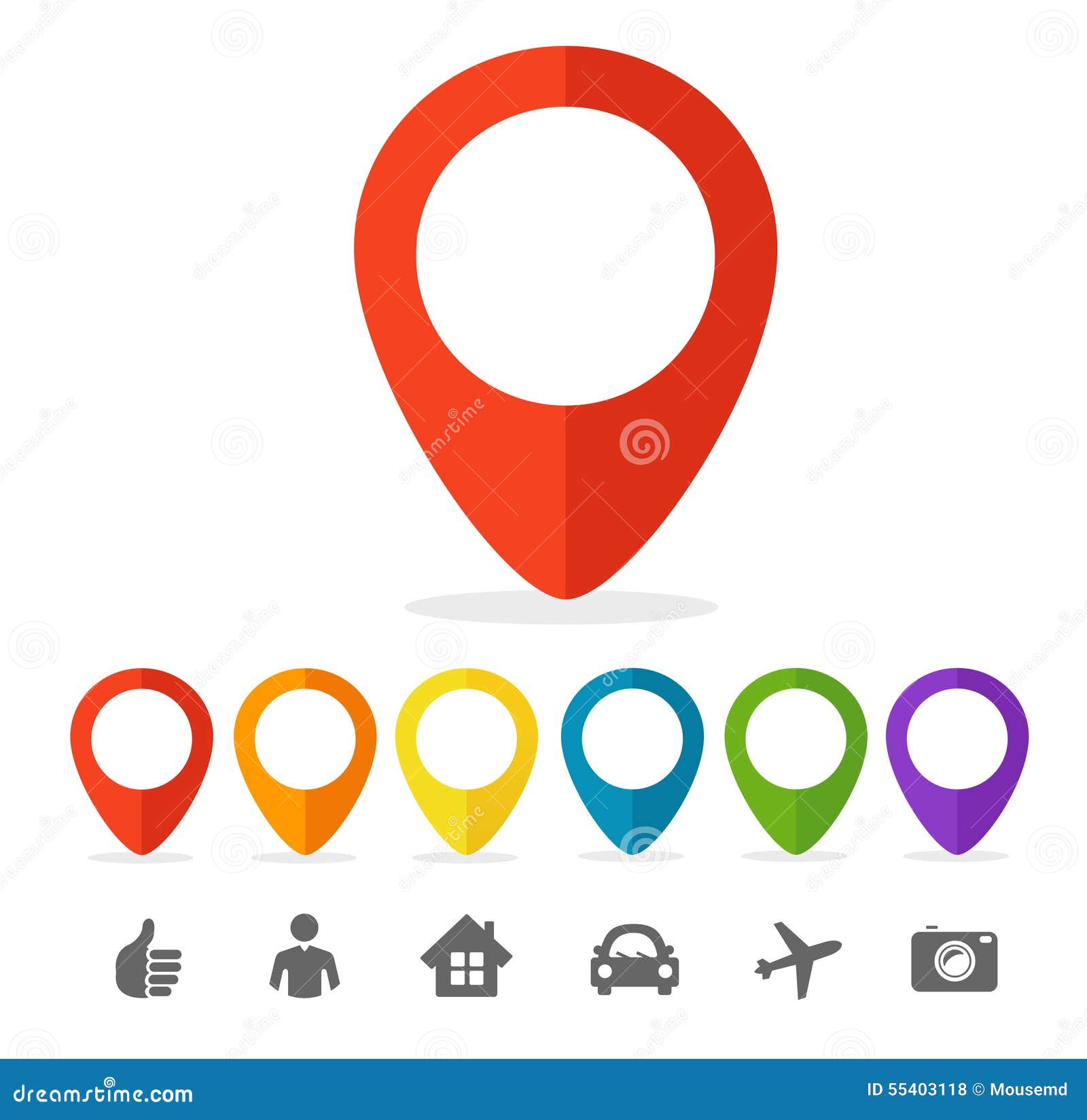 Vector gps pin icon set stock vector. Illustration of graphic - 55403118