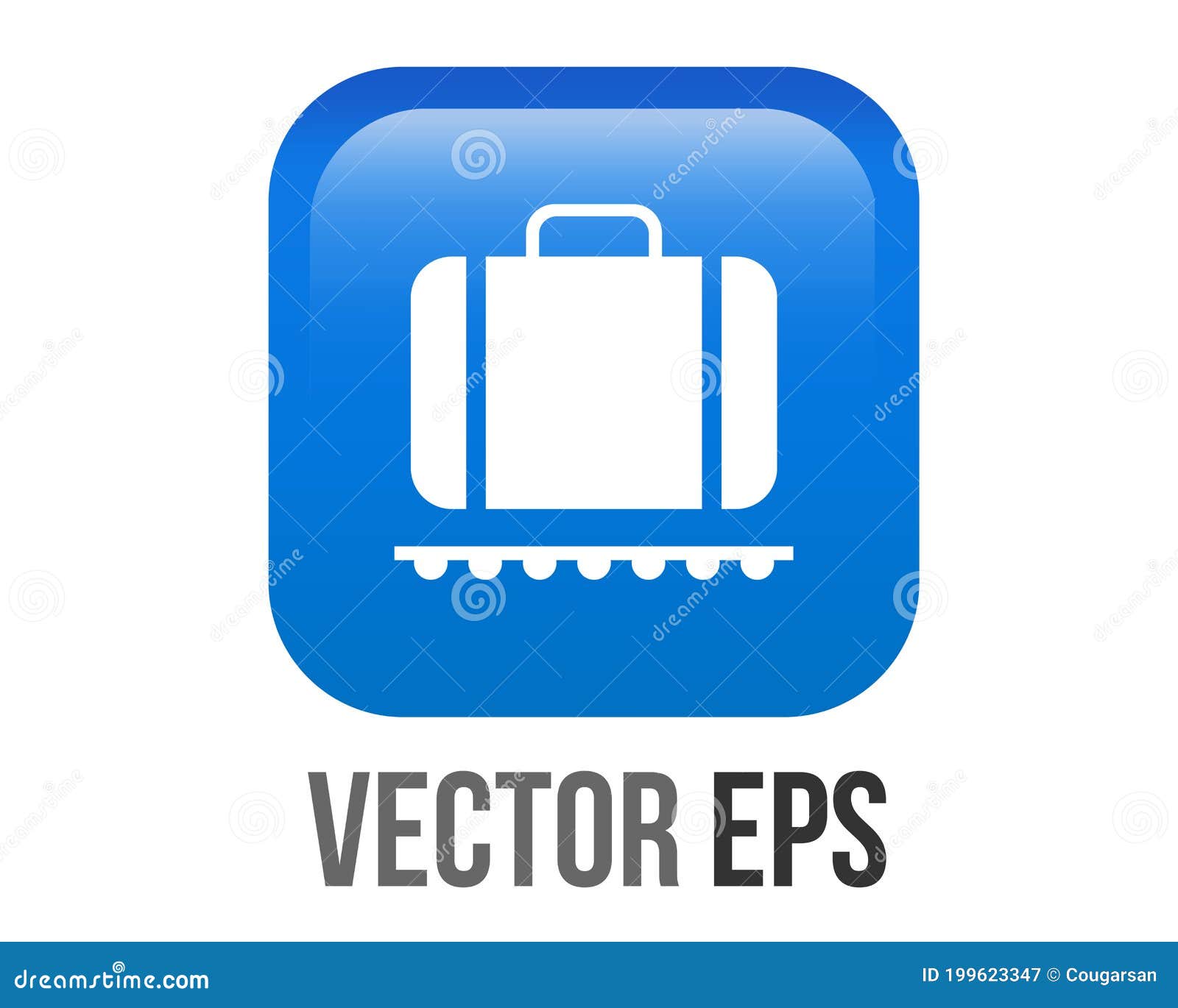 Vector Gradient Blue Baggage Claim Button Square Icon Stock Vector ...