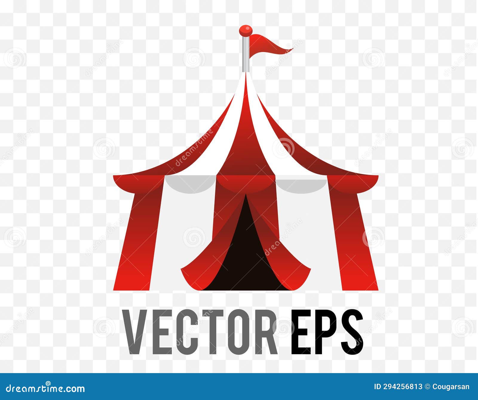 Gradient Circular Big Top Circus Tent Icon with a Triangle Flag on Top Stock Vector ...