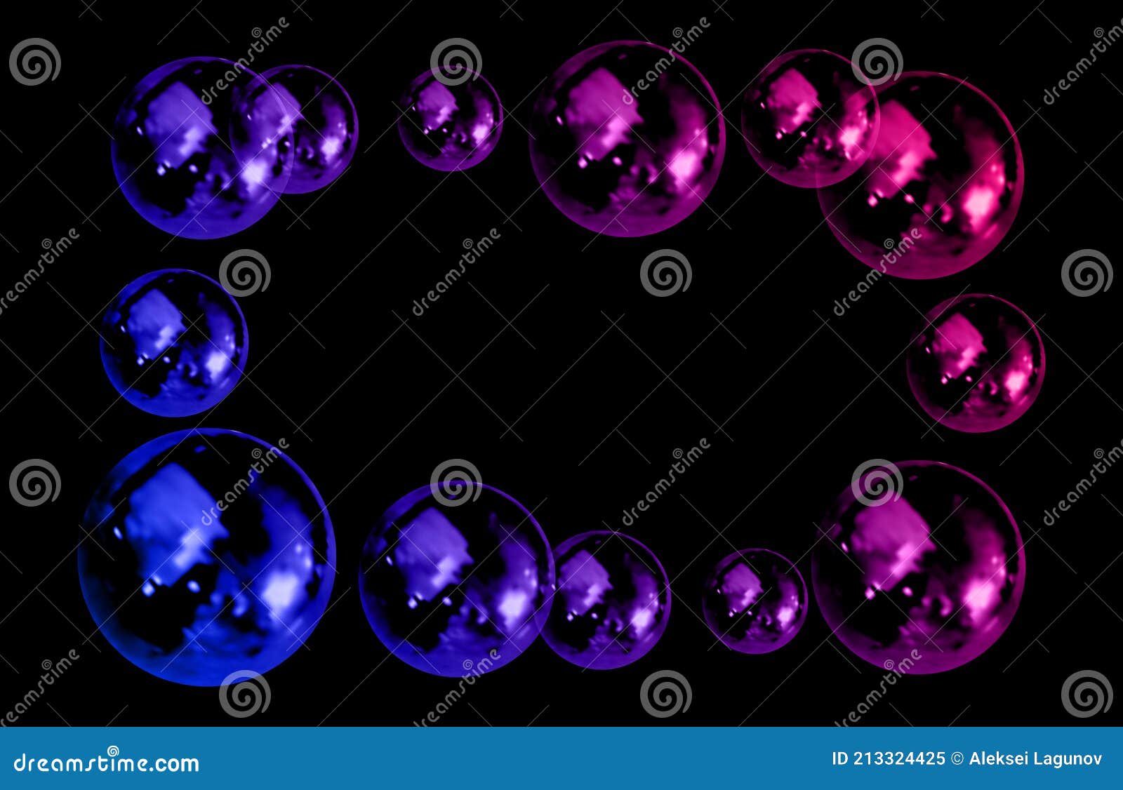 Vector Gradient Colored Bubbles Background, Frame, Realistic 3D Air ...