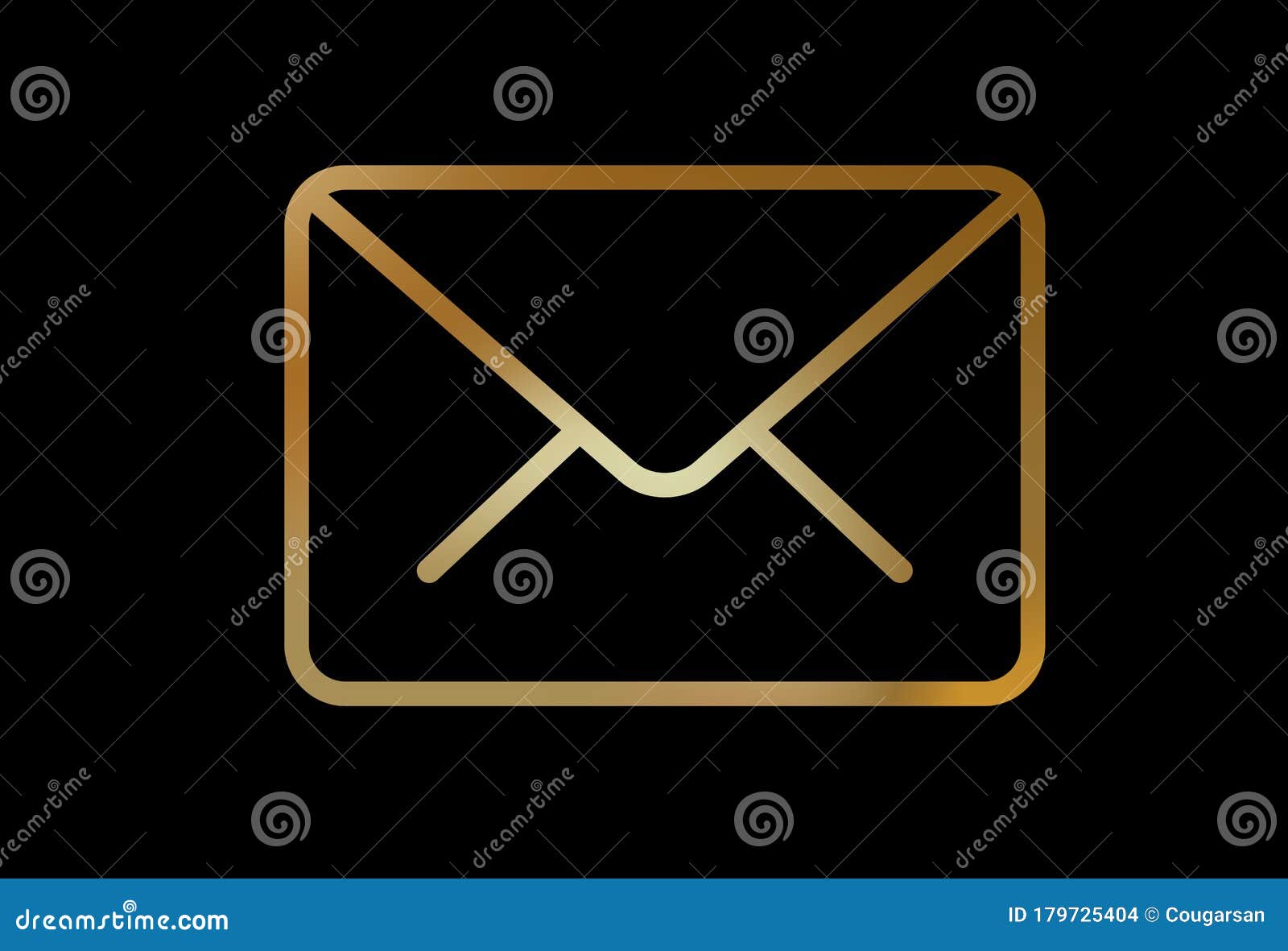 Vector Gradient Gold Interface Email Envelope Line Icon Symbol Stock ...