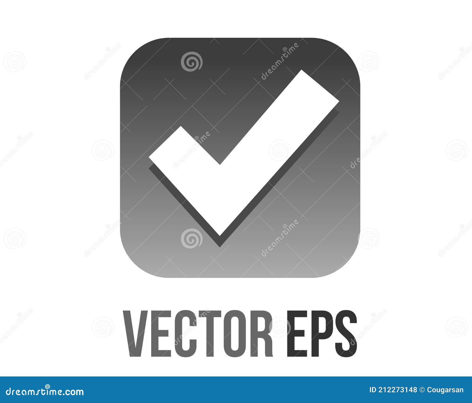 Vector Gradient Gray Rounded Square Check Mark Button Icon Stock Vector ...