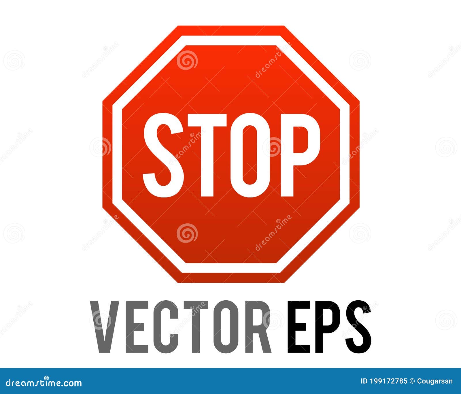 Vector Gradient Red Octagonal Road Warning Sign with Word STOP Icon ...