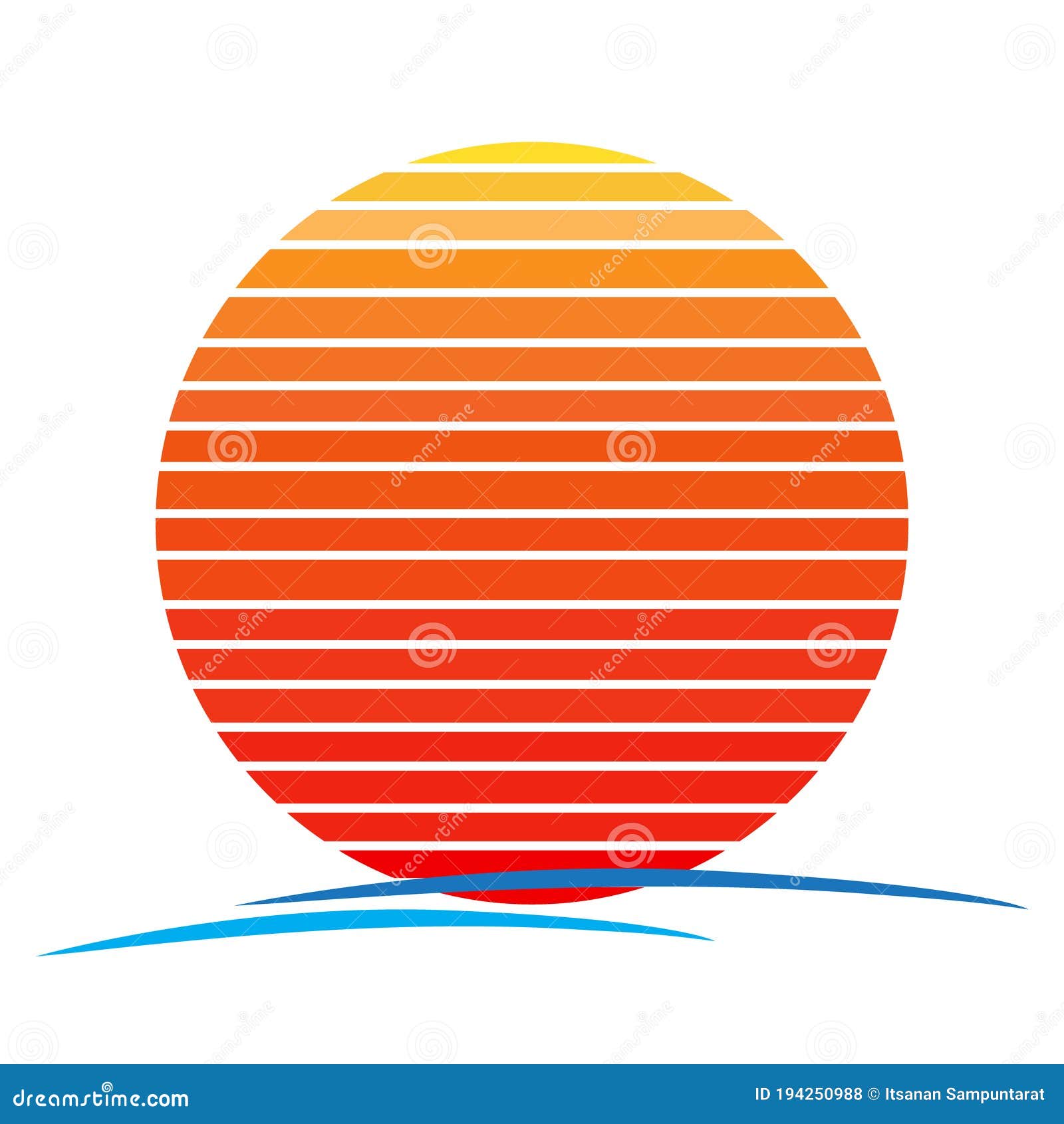 Vector of Gradient Sunset and Sea Wave Stock Vector - Illustration of ...