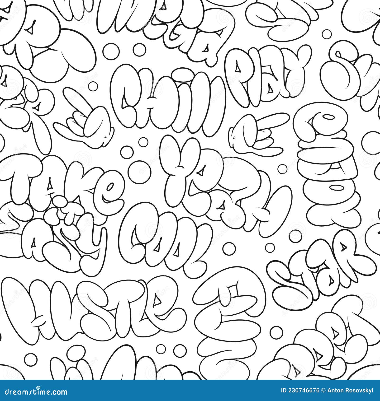 Graffiti Bubble Alphabet. Bubble Letters. Graffiti Font, Typography Set ...