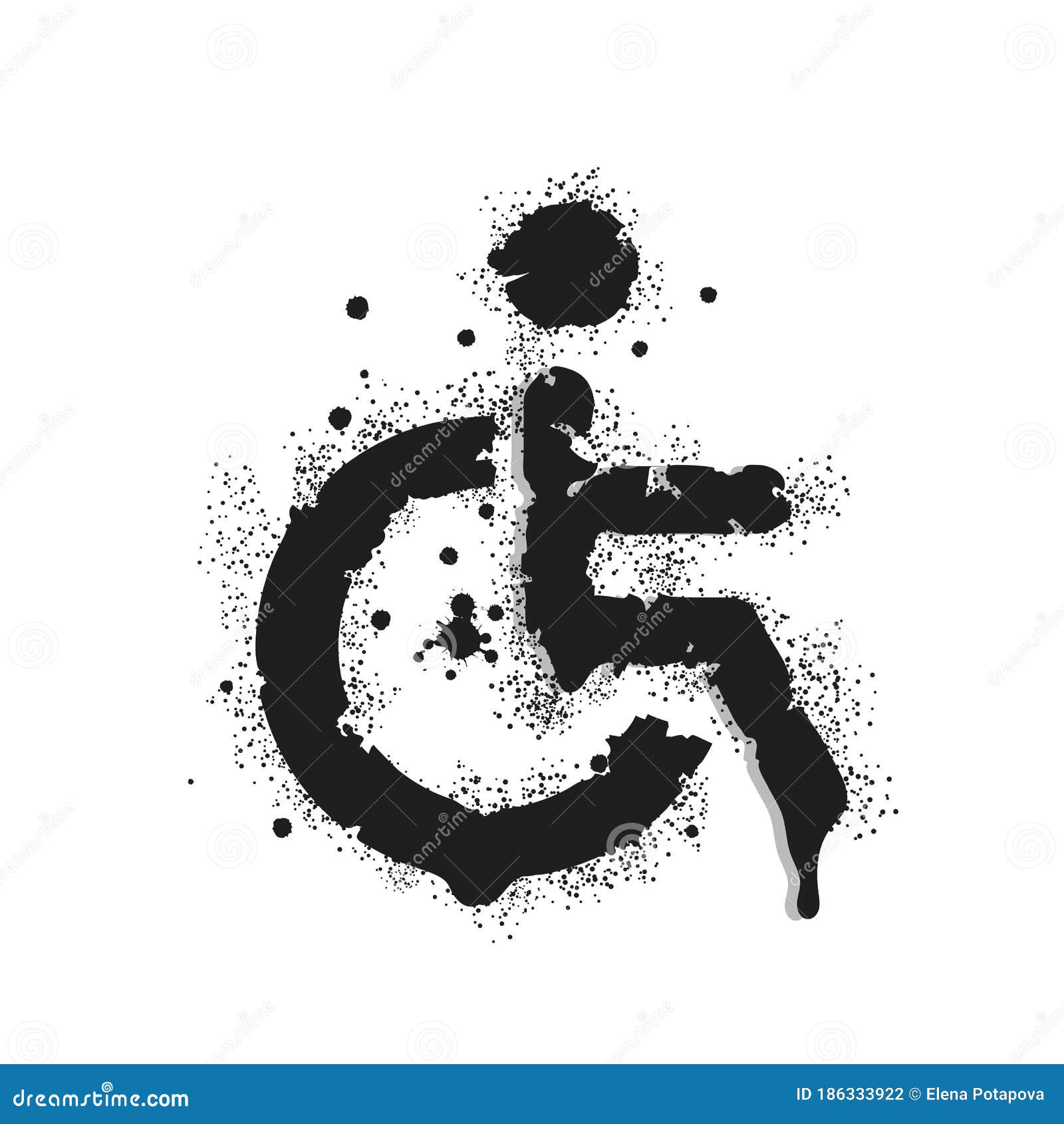 Vector Graffiti Disabled Handicap Icon Sprayed with Leak in Black Over ...