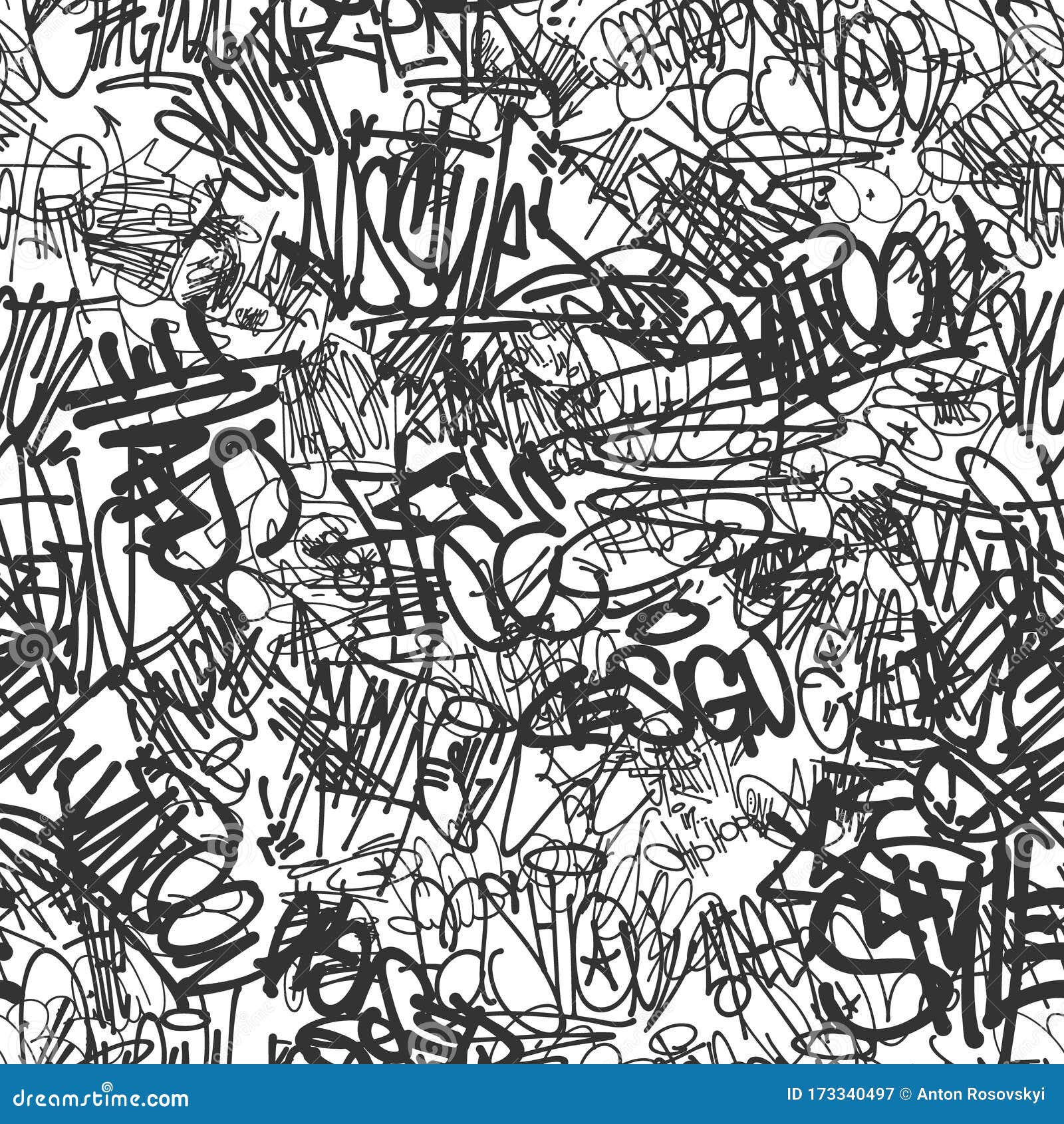 Vector Graffiti Tags Seamless Pattern, Print Design. Stock Vector ...