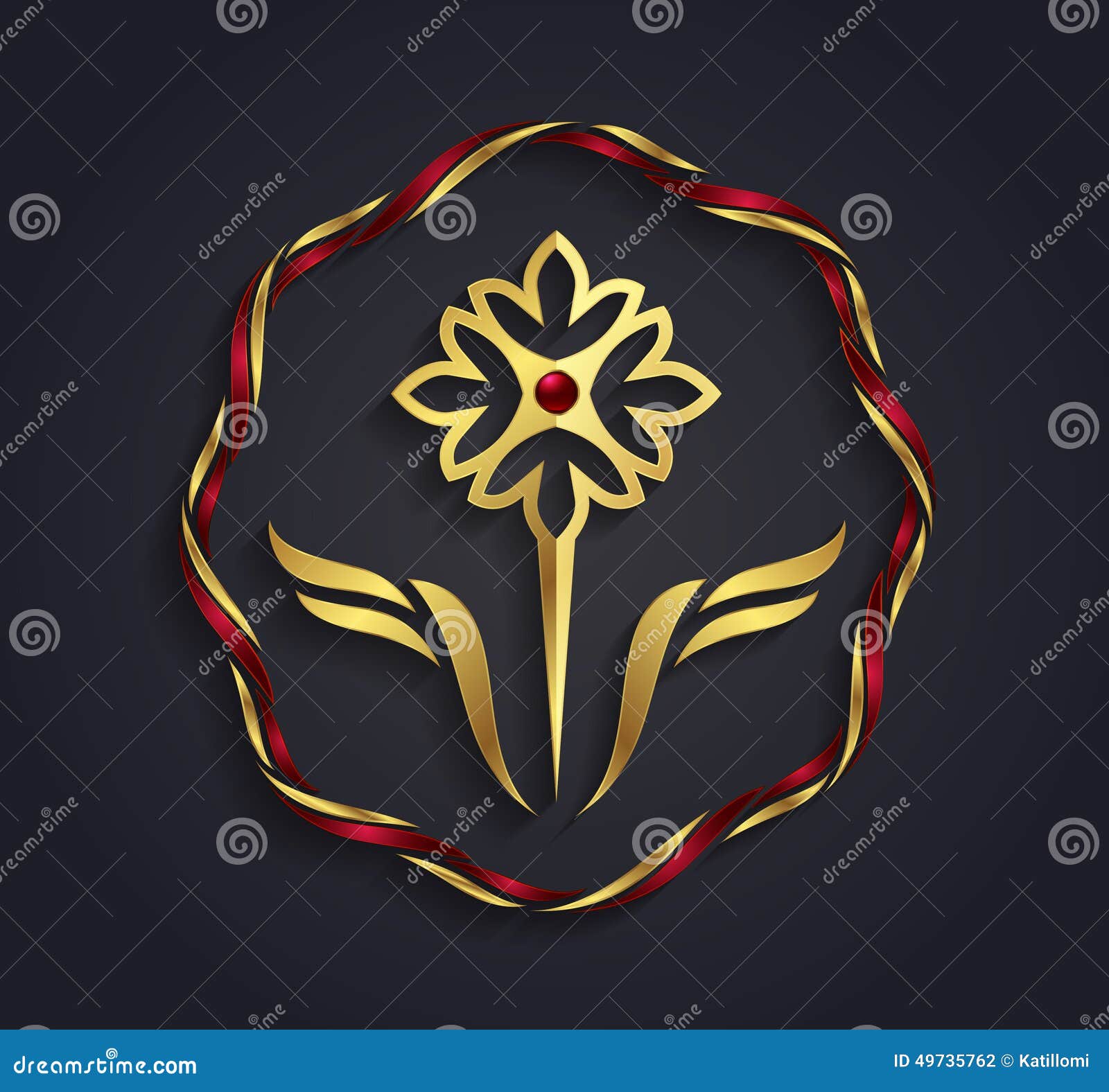 Vector Grafisch Gouden Bloem Gevormd Symbool Stock Illustratie ...