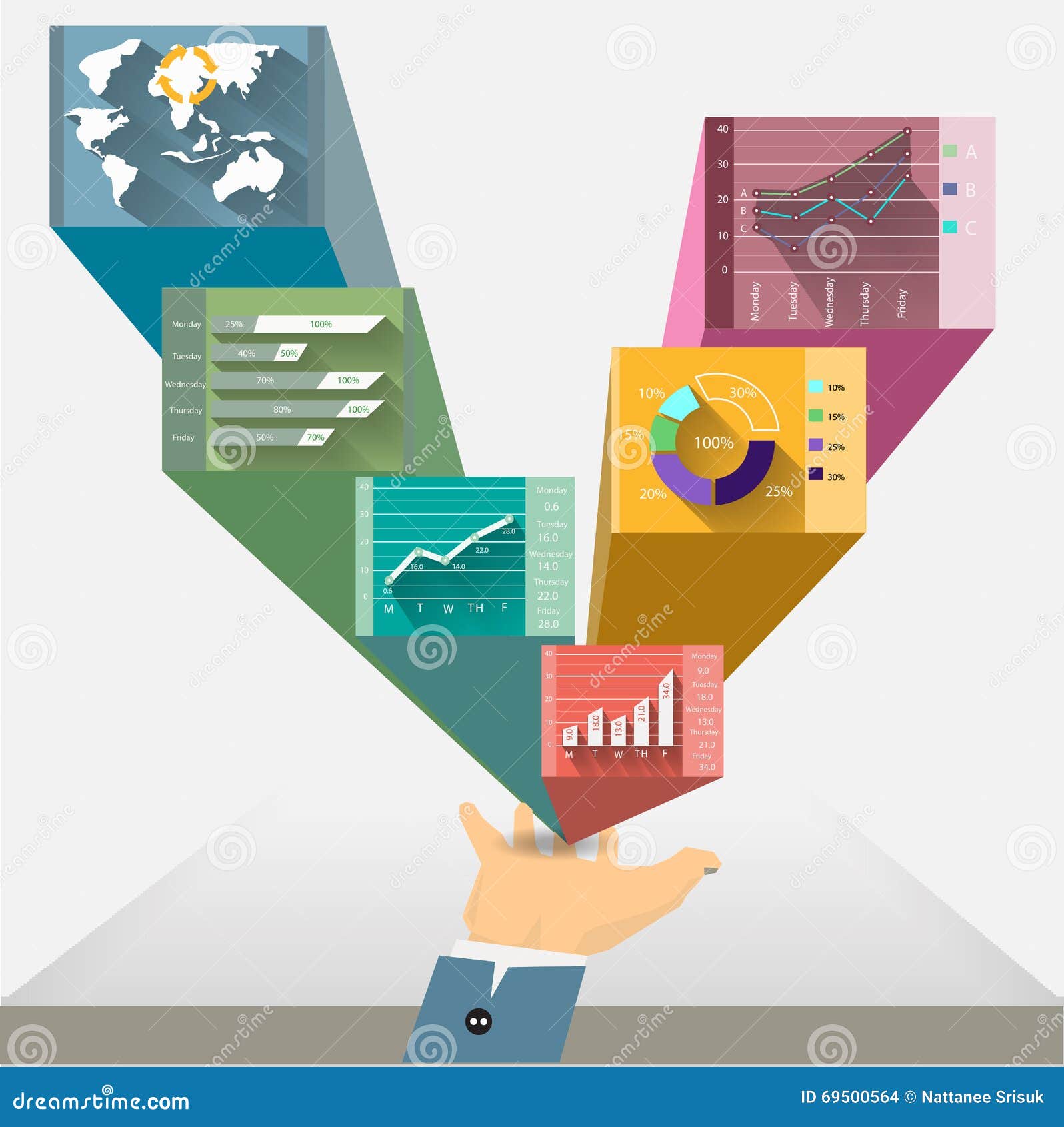 Vector Graph in the Hand, with Business Graph Stock Vector ...