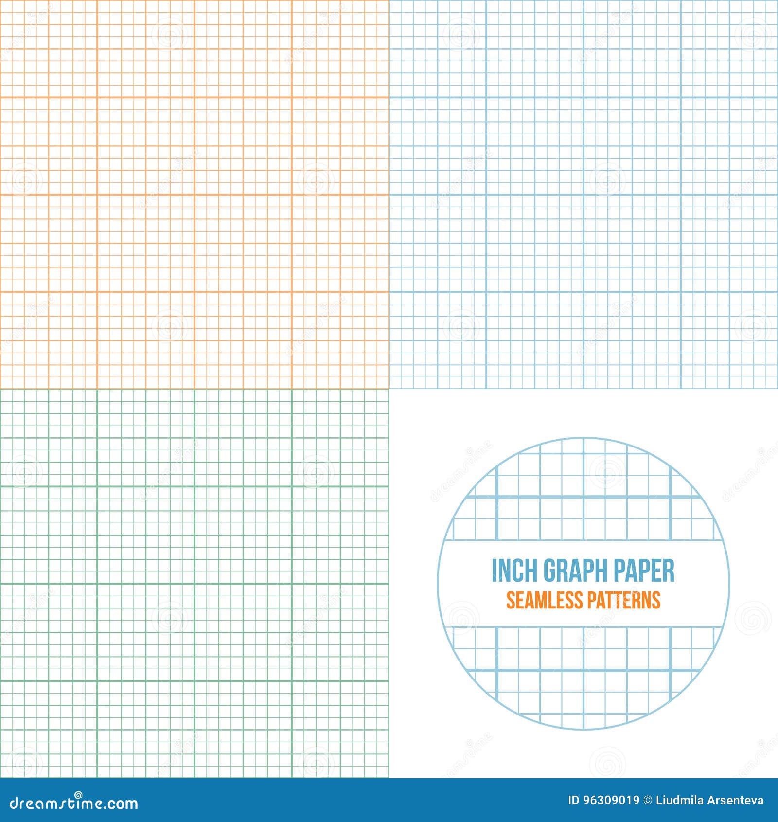 Vector Graph Paper Seamless Patterns Set Stock Vector - Illustration of ...