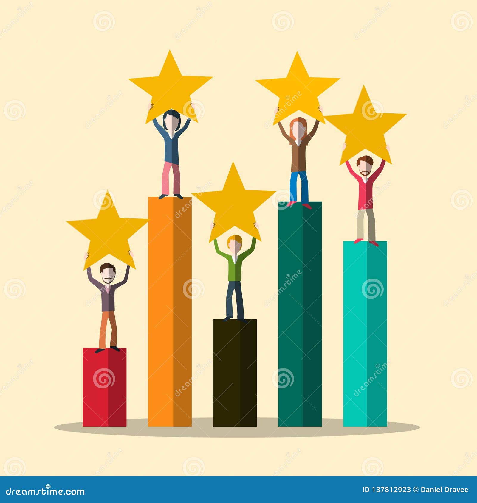 Vector Graph with People and Stars Rating Stock Vector - Illustration ...