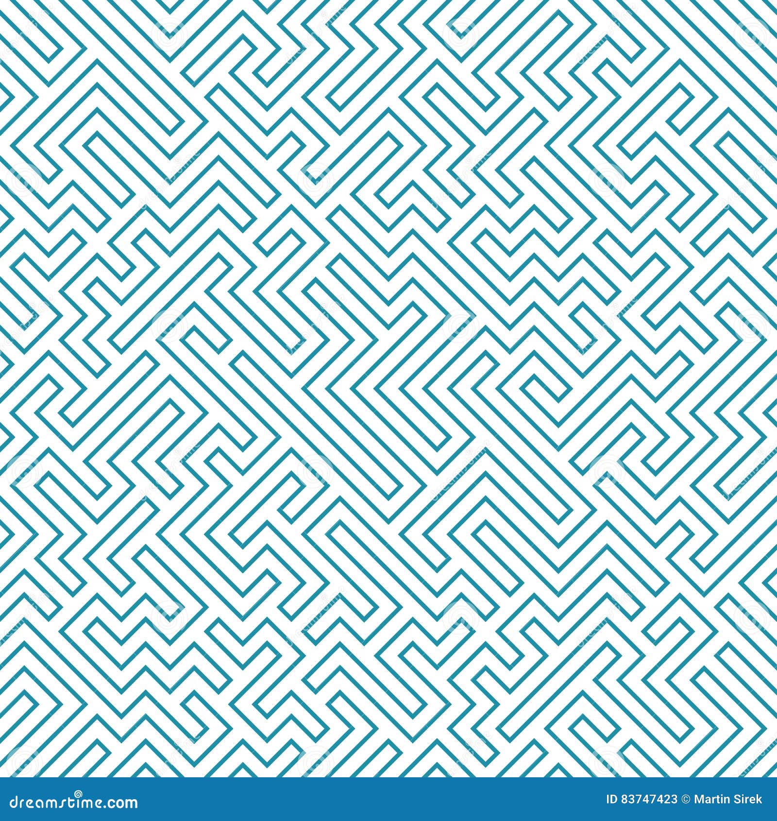 Vector Graphic Abstract Geometry Maze Pattern. Blue Seamless Geometric ...