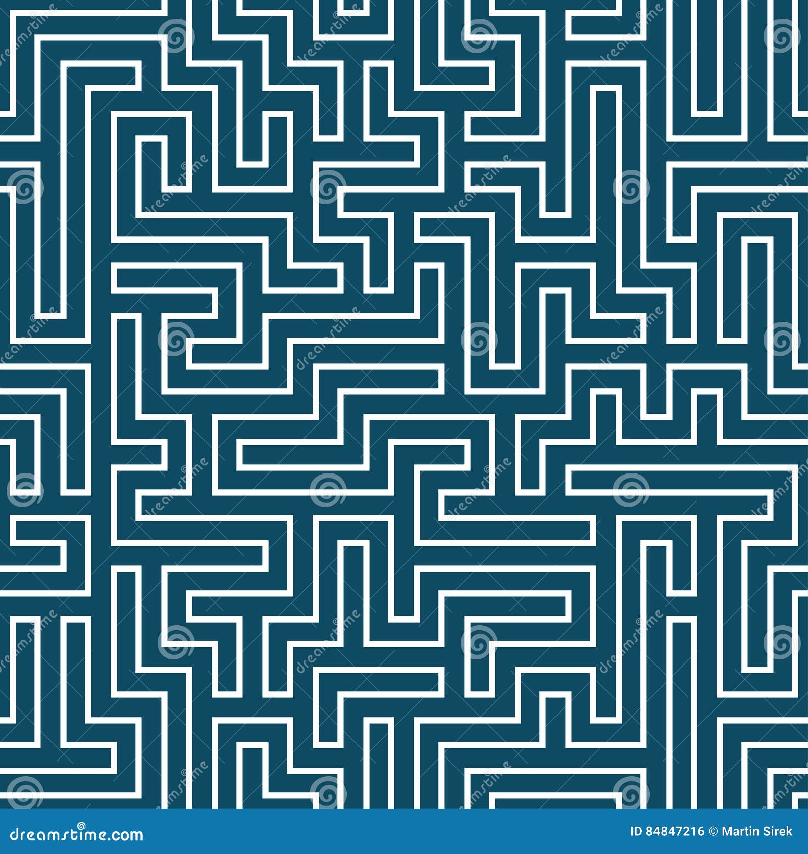 Vector Graphic Abstract Geometry Maze Pattern. Blue Seamless Geometric ...