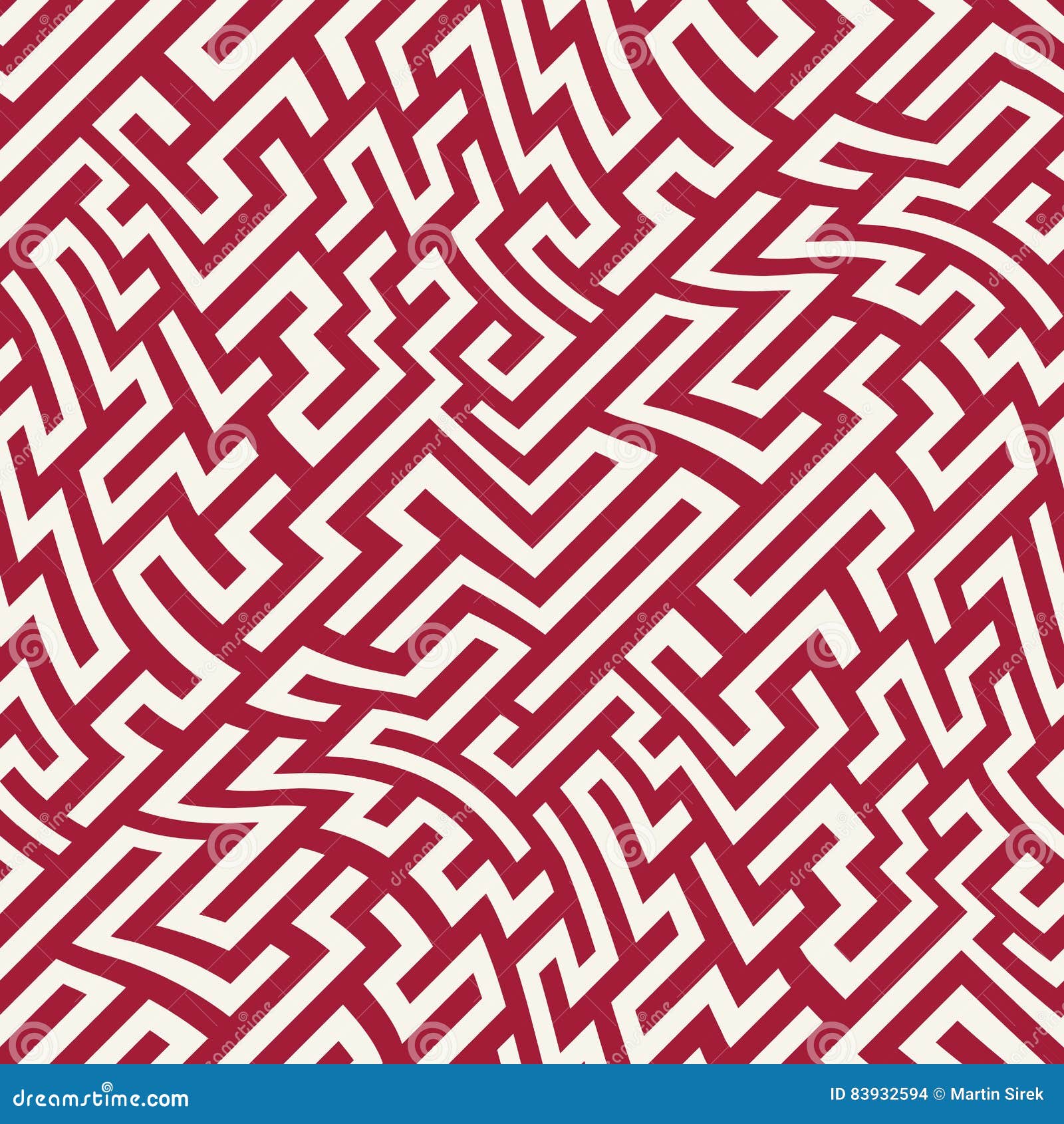 Vector Graphic Abstract Geometry Maze Pattern. Red Seamless Geometric ...