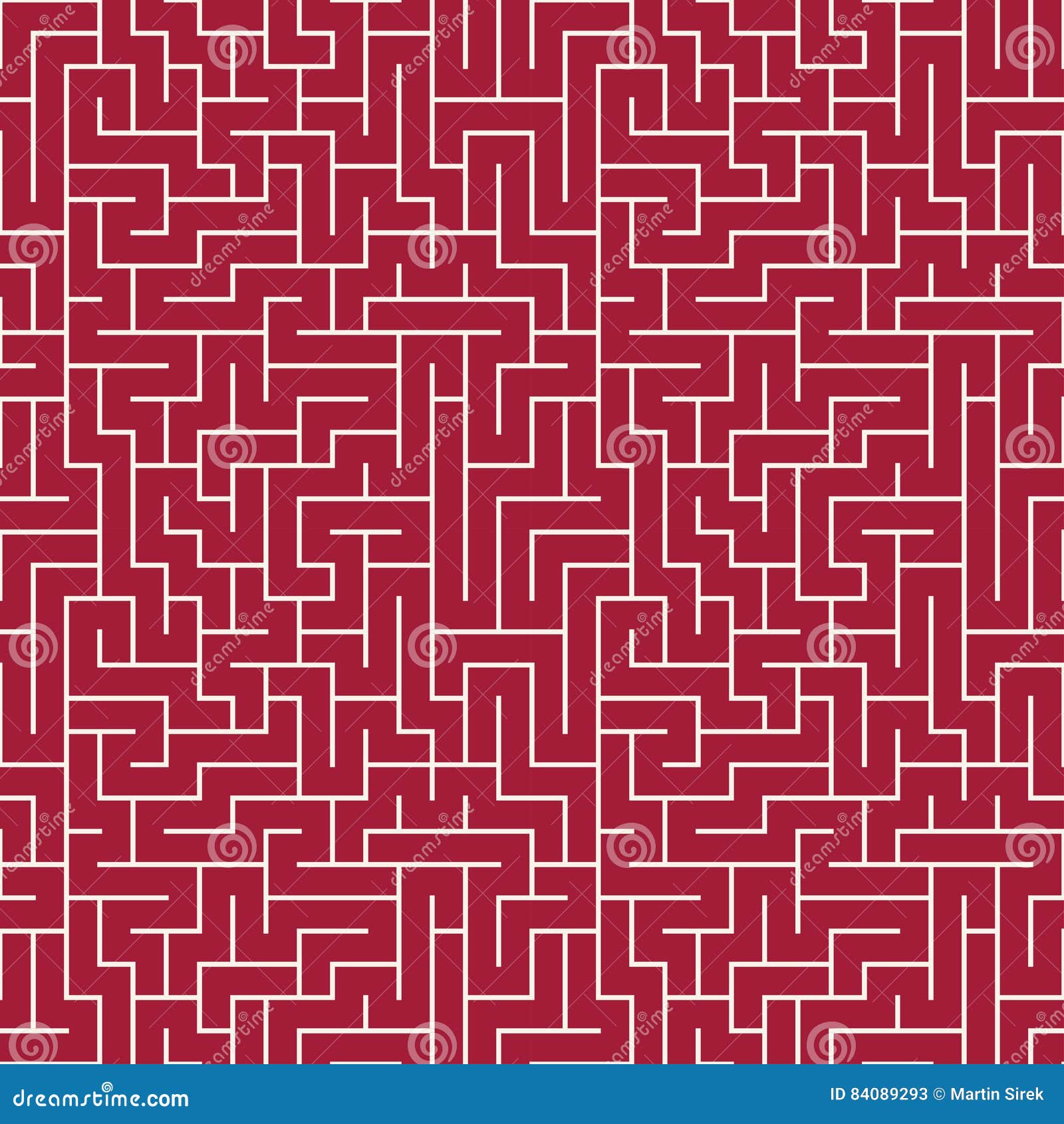 Vector Graphic Abstract Geometry Maze Pattern. Red Seamless Geometric ...