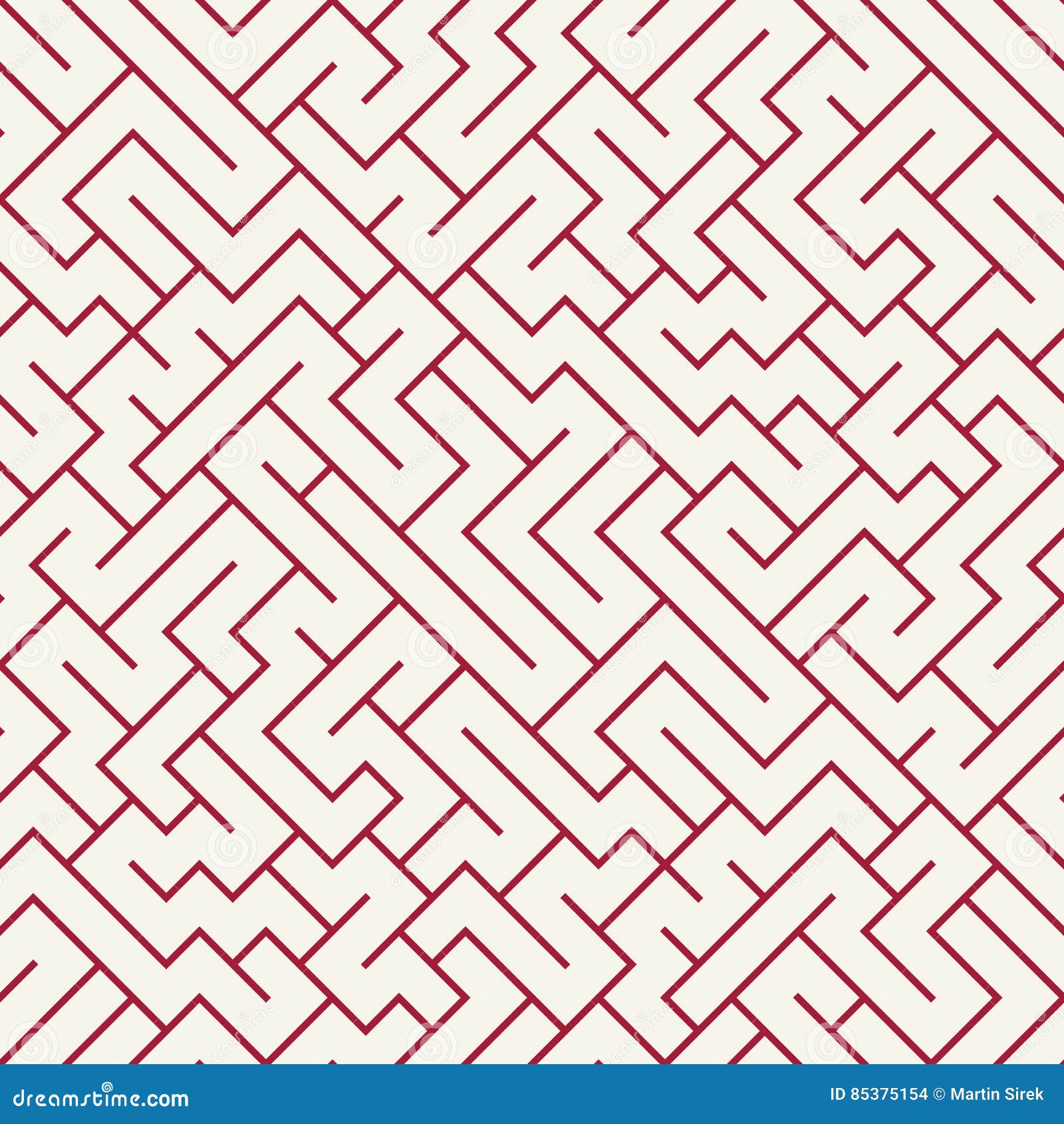 Vector Graphic Abstract Geometry Maze Pattern. Red Seamless Geometric ...