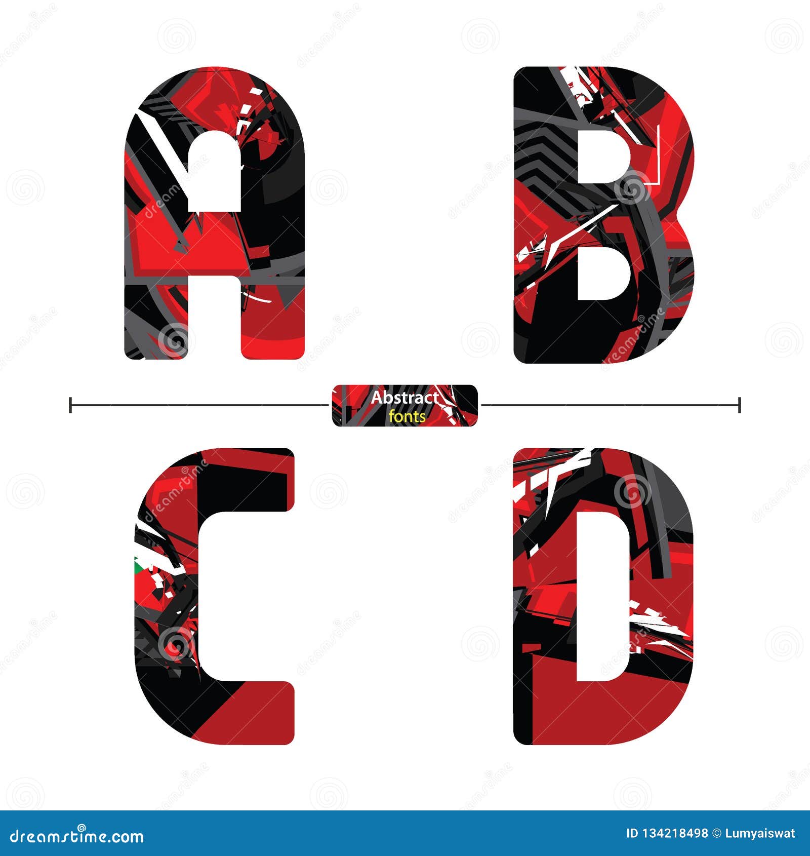 Alphabet Abstract Red Style in a Set ABCD Stock Vector - Illustration ...