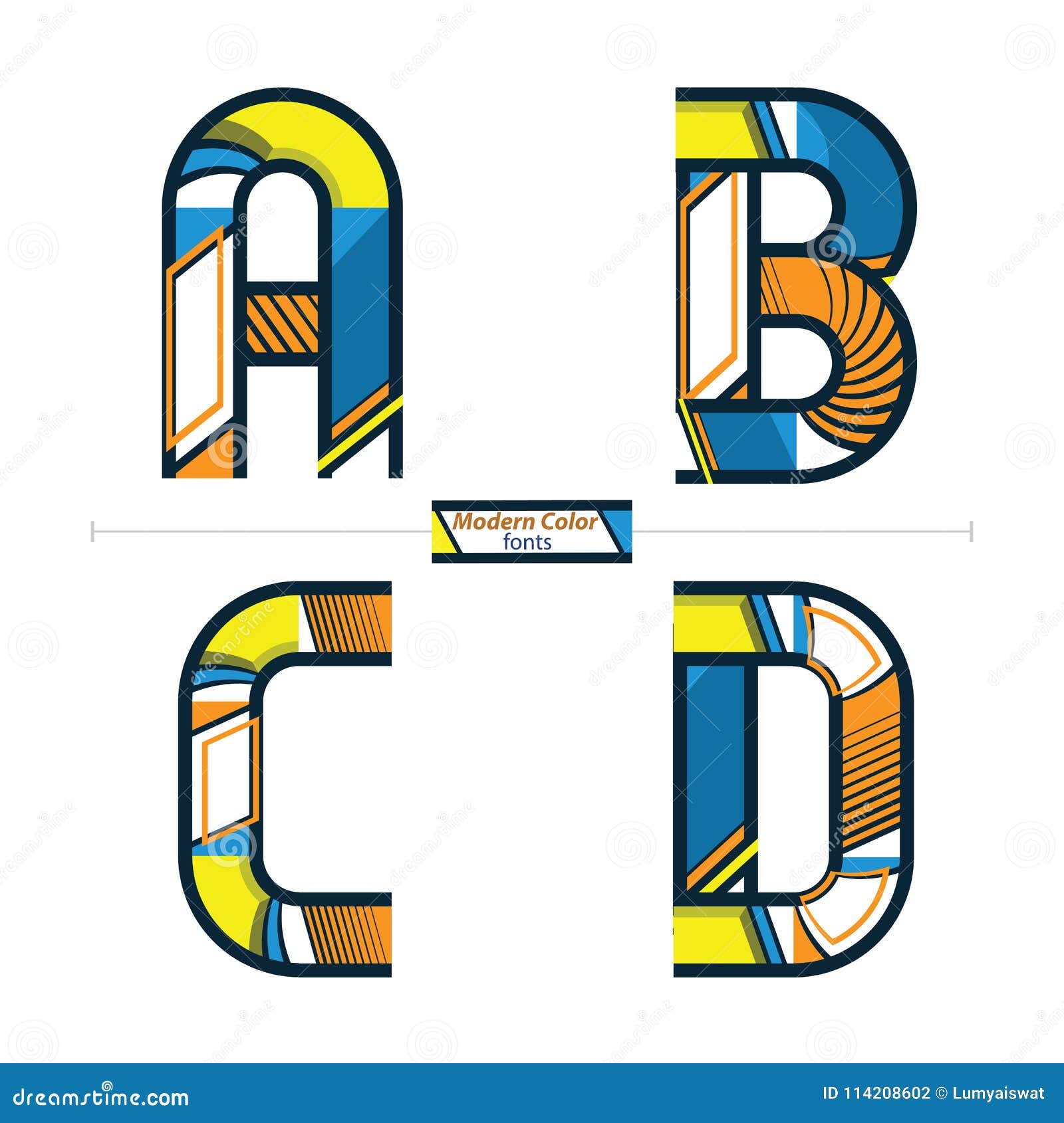 Alphabet Modern Color Style in a Set ABCD Stock Vector - Illustration ...