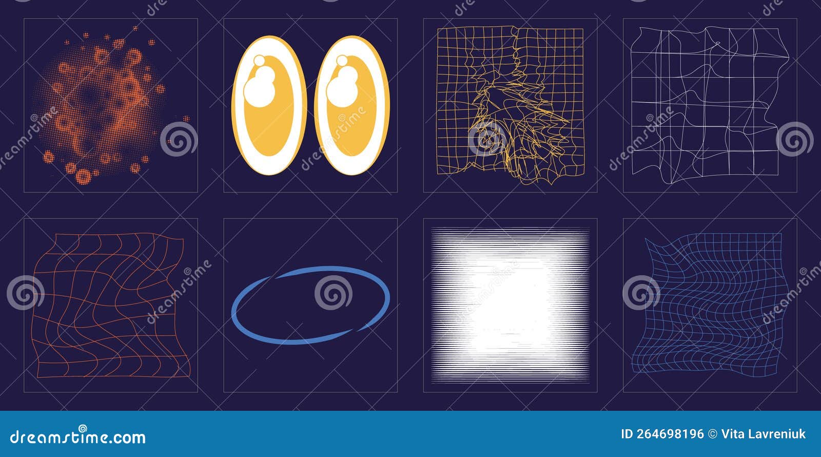 Vector Graphic Assets Set. Retro Futuristic Graphic Ornaments. Modern ...