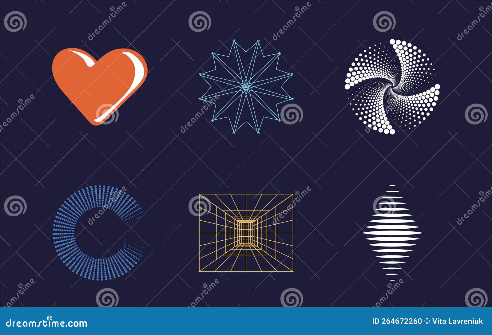 Vector Graphic Assets Set. Retro Futuristic Graphic Ornaments. Objects ...