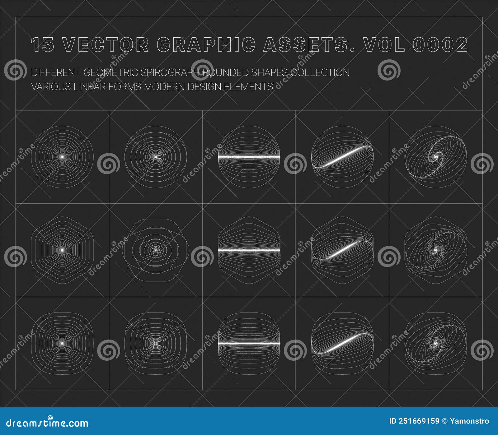 Vector Graphic Assets Various Geometric Spirograph Shapes Set Isolate ...