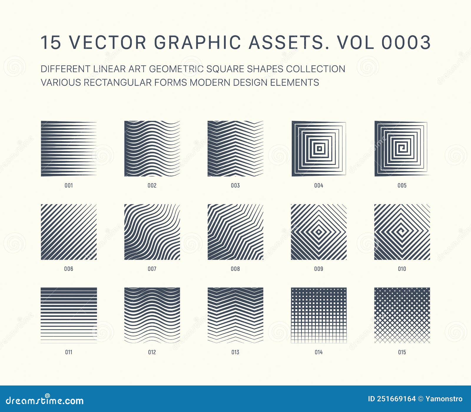 Vector Graphic Assets Various Linear Art Square Shapes Set Isolated on ...