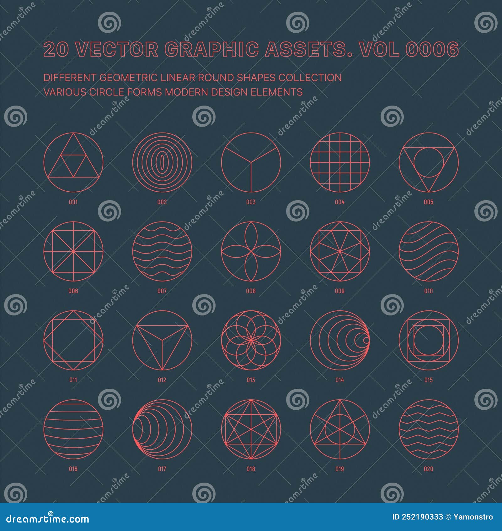 Vector Graphic Assets Various Outline Geometric Round Shapes Set ...